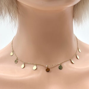 Disc Gold Necklace, 10K Solid Gold Multiples Disc, Layering Necklace ...