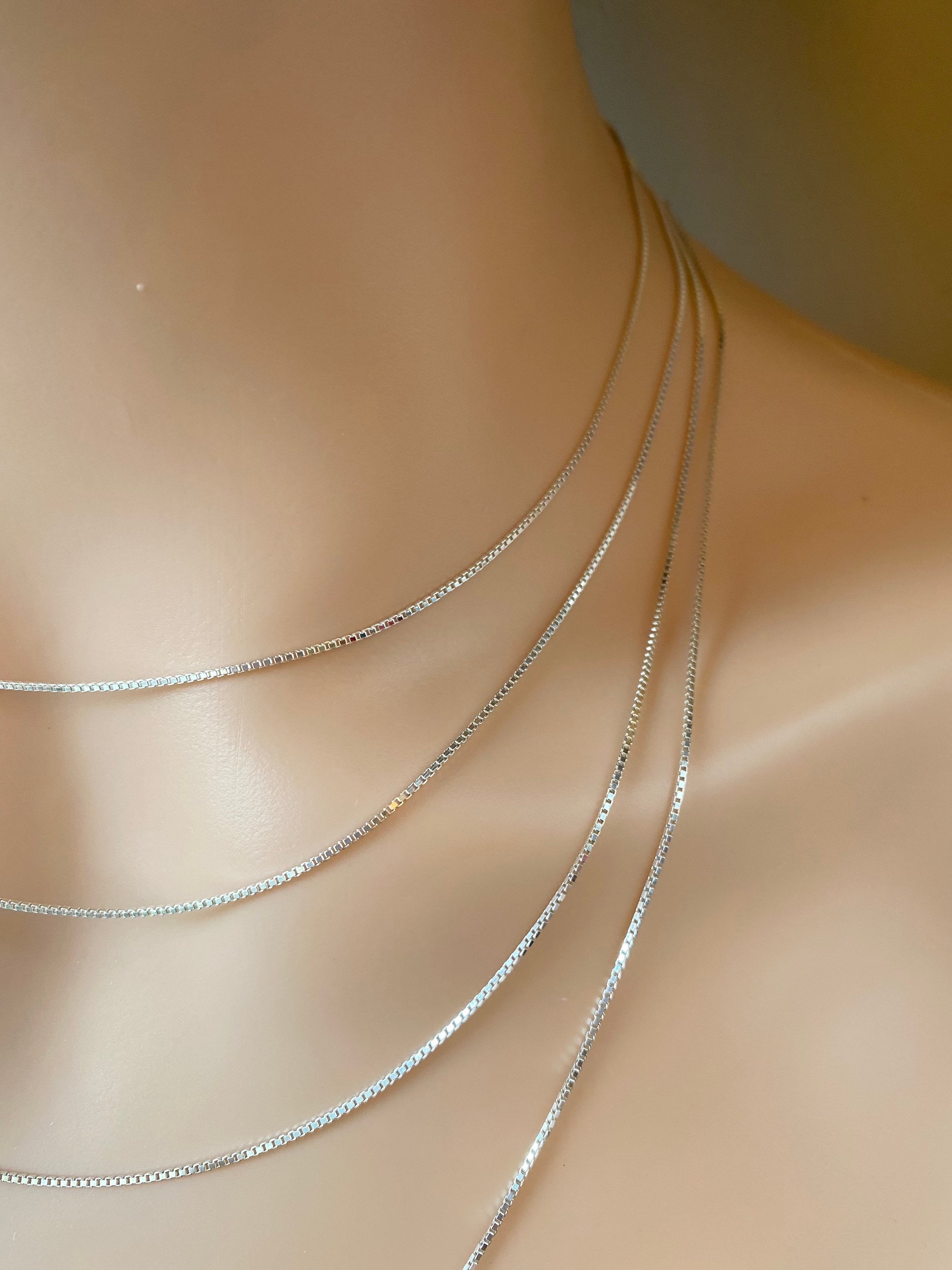 Box Chain Silver, 925 Sterling Silver , Sleek Simple Minimalist Chain ...