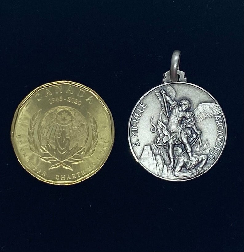 Saint Michael the Archangel, 25MM, 925 Sterling Silver, Round St ...