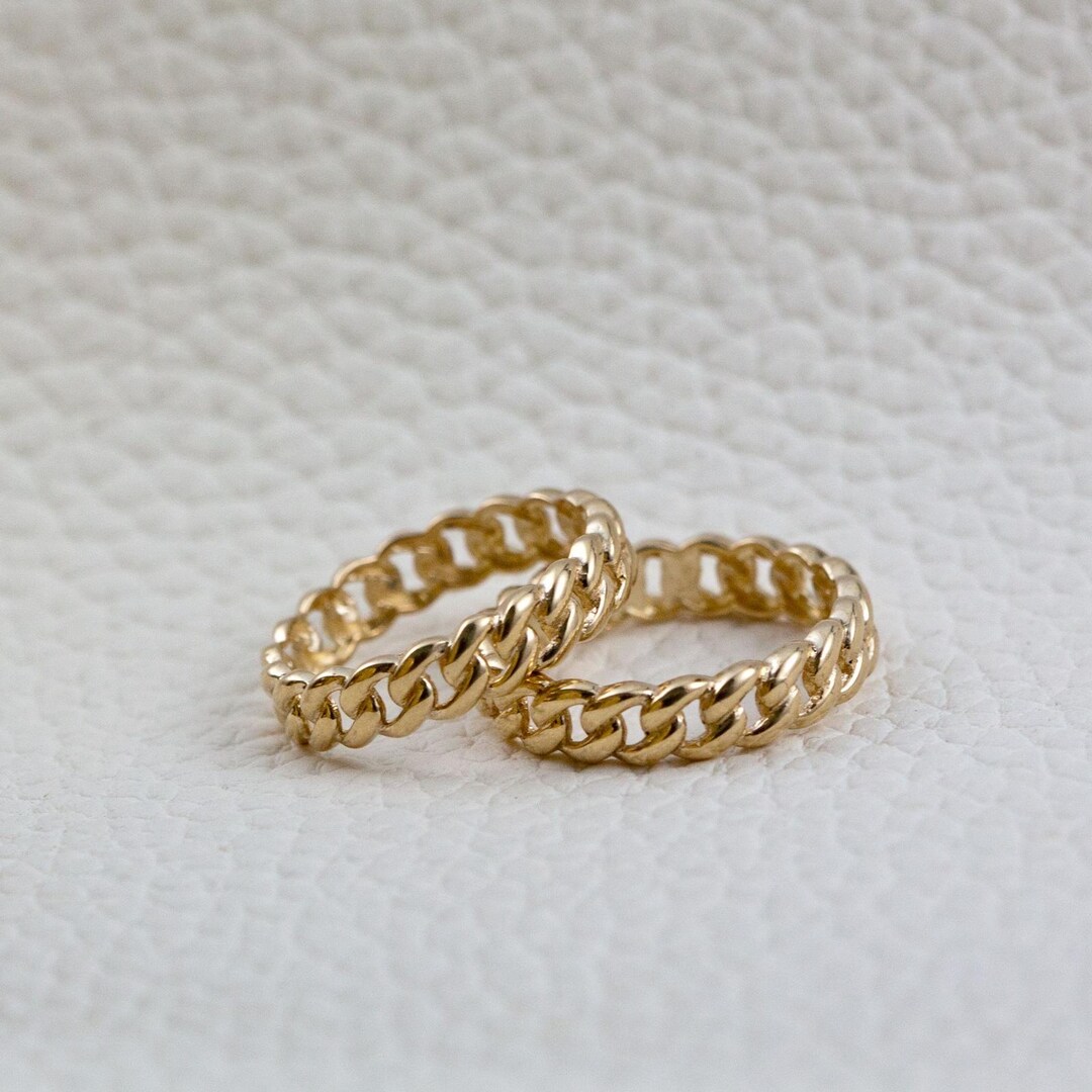 Curb Solid Gold Ring, 10K Yellow Gold Ring, Trendy Ring, Everyday Ring ...