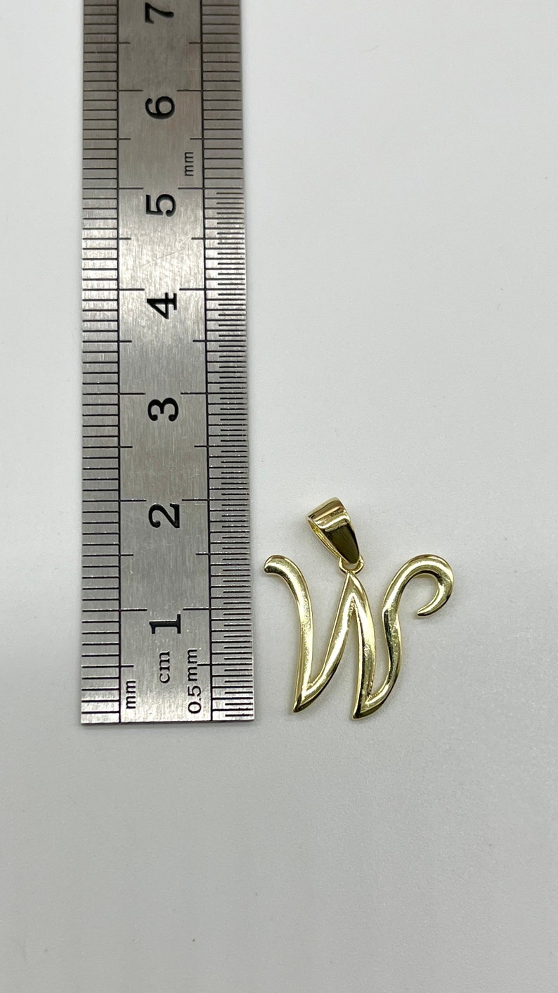 Letter W Gold Necklace, 10K Script Font Pendant, All Letters Available ...
