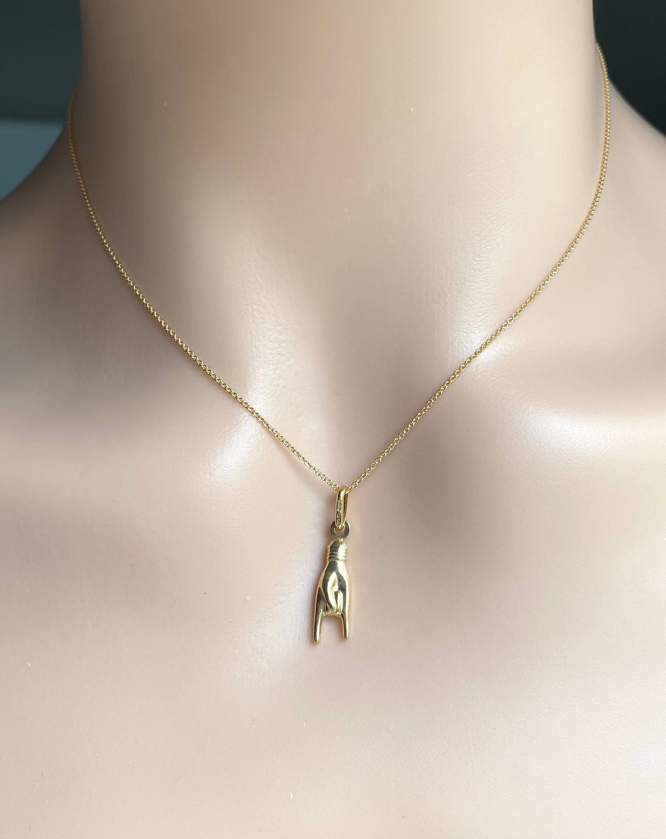 Gold Hand Charm 14K Solid Gold Mano Cornuto Pendant Gold - Etsy