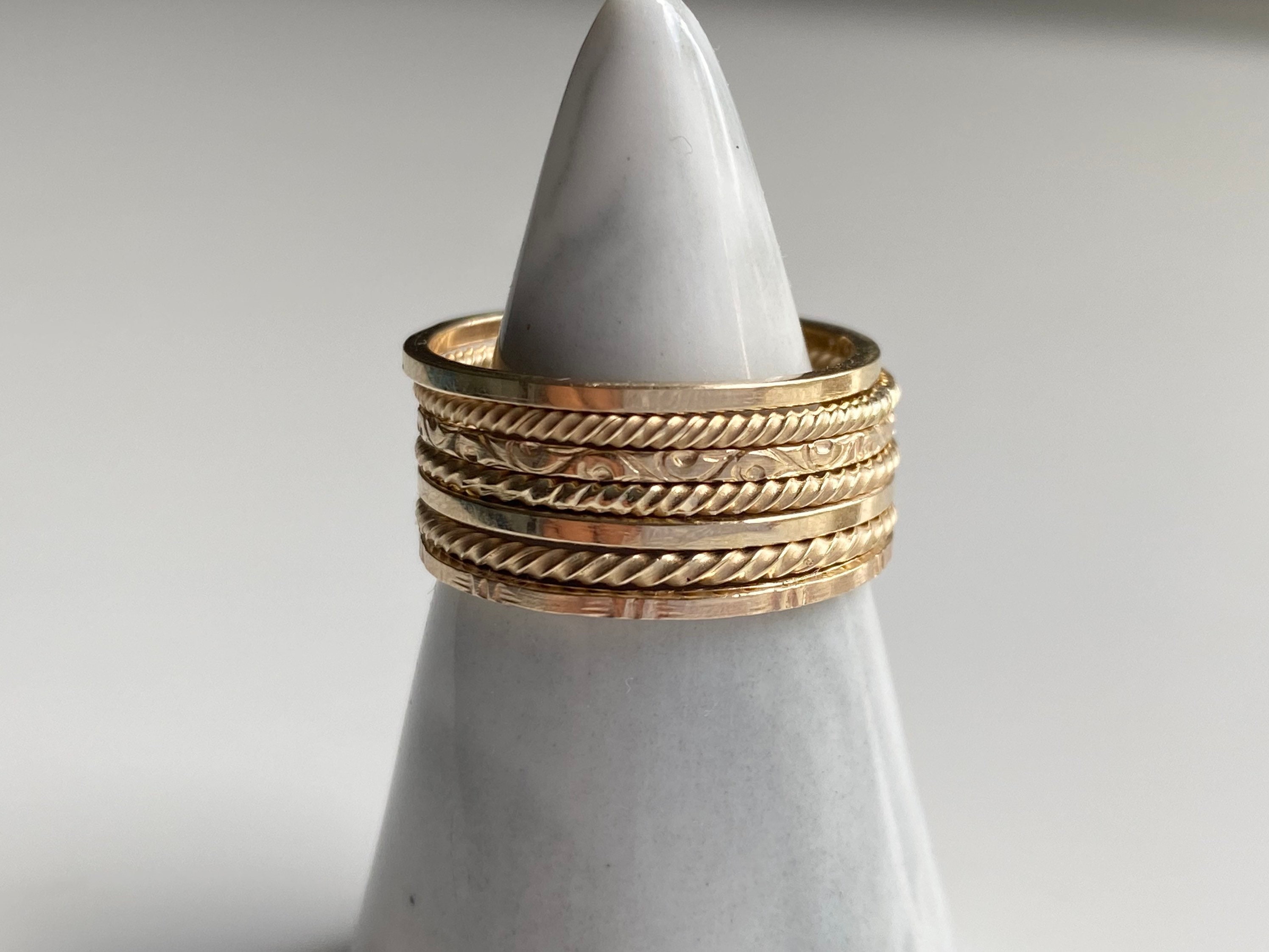 7 Days Ring Gold 10K Solid Gold Ring 7 Band Set Multi-Band | Etsy