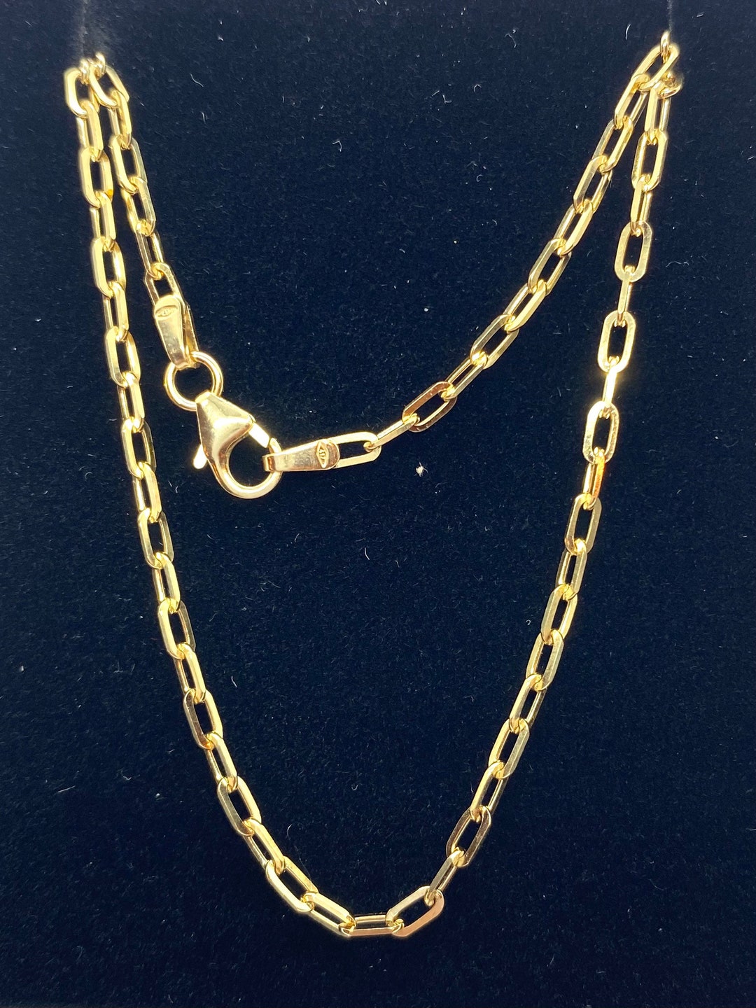 Paper Clip Gold Chain, 10K Staple Necklace, Minimalist Layering Chain ...