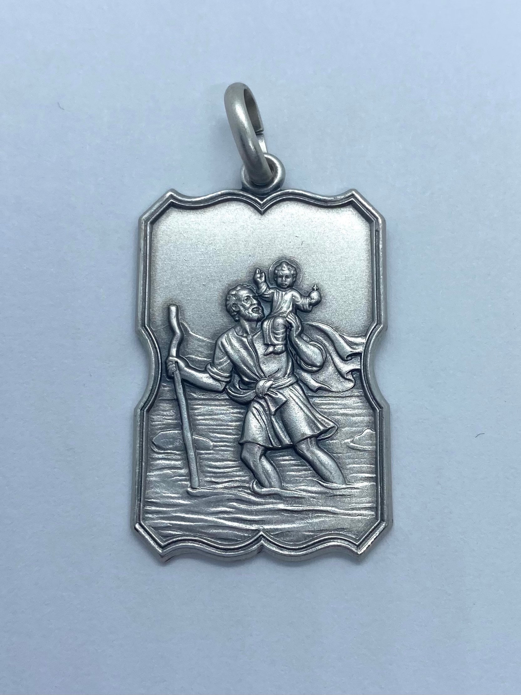Saint Christopher Medal, 925 Sterling Silver, Large Pendant, Religious ...