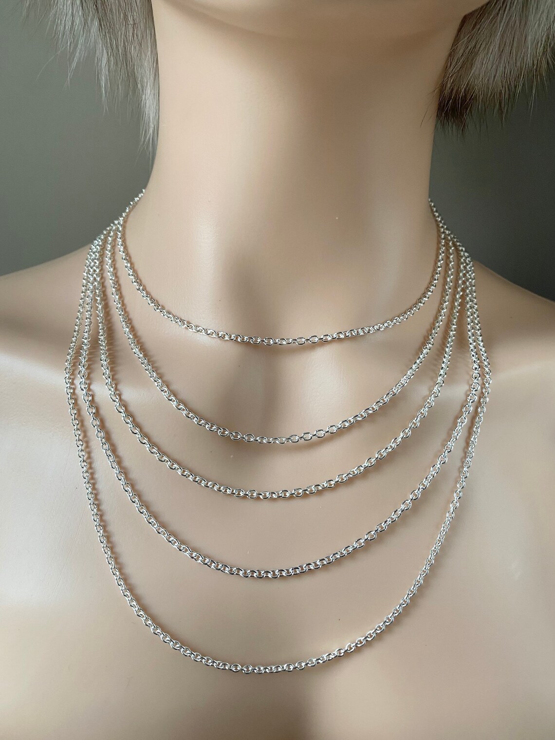 Cable Chain Silver, 2.4mm, 925 Sterling Silver Chain, Unisex Long ...