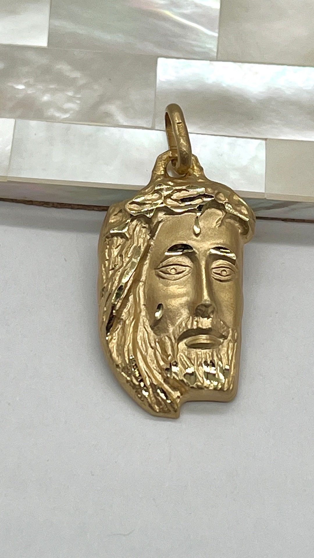 Head of Jesus Gold Pendant, 14K 18K Solid Gold Pendant, Religious ...