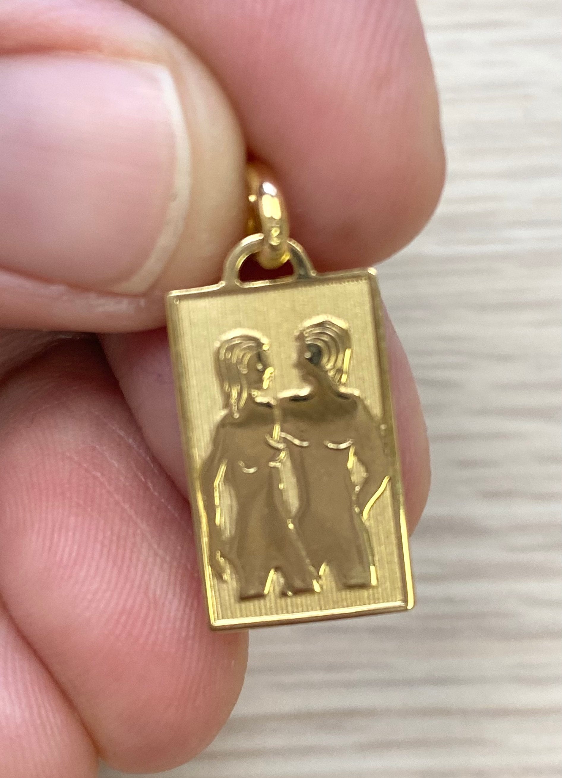 Gemini Zodiac Pendant, 18K Solid Yellow Gold, Gemini Zodiac Sign, Fancy ...