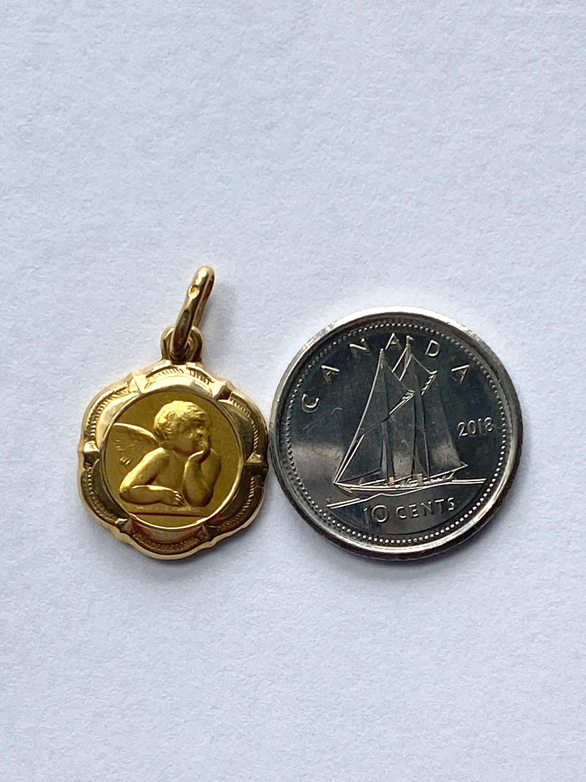 14K Guardian Angel, Solid Gold Angel Pendant, Guardian Angel Necklace ...