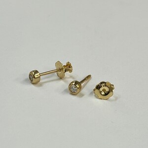 Diamond Earrings for Baby, 10K Solid Gold, Newborn Baby Earrings ...