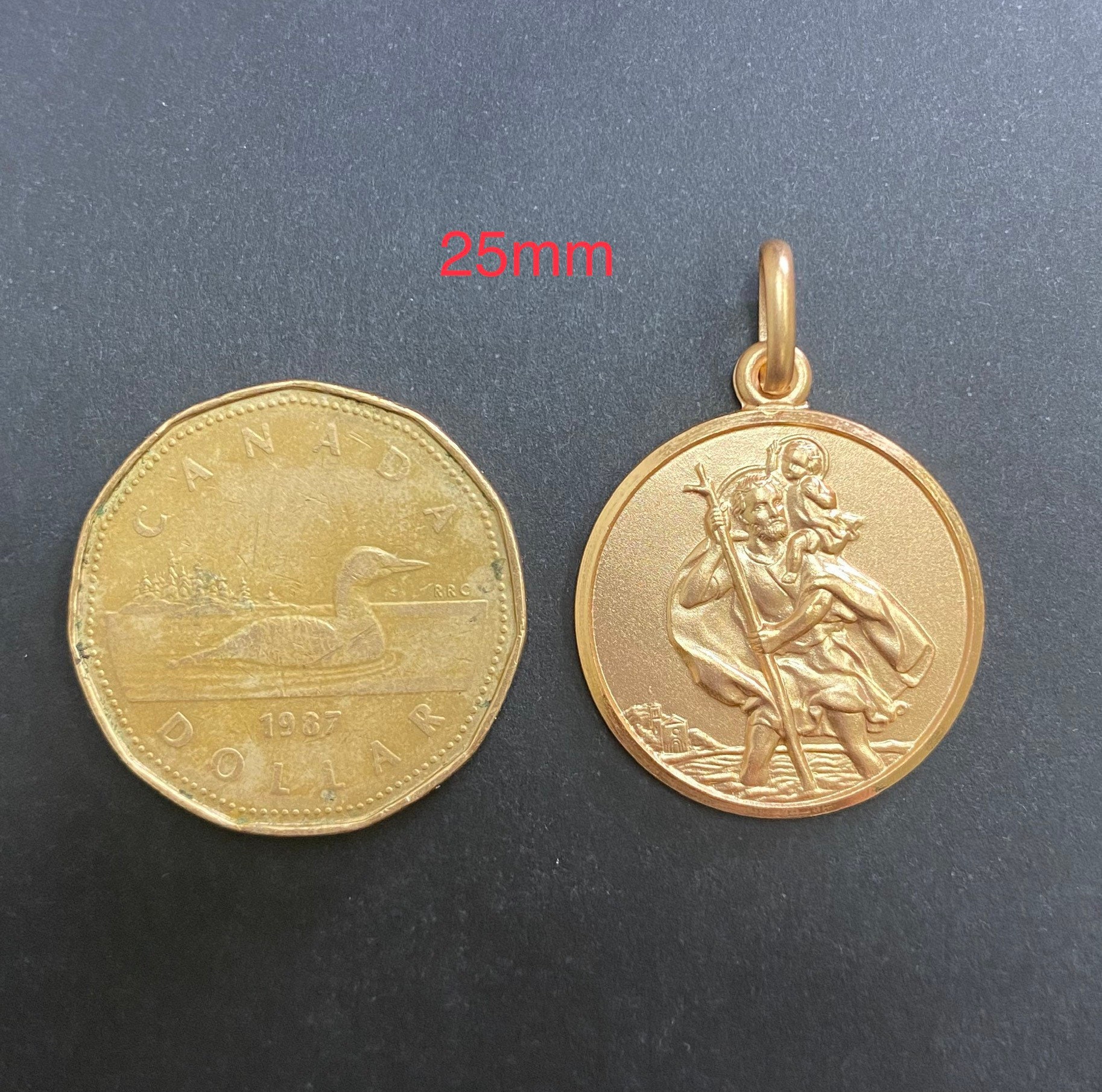 Saint Christopher Gold Pendant, 8-25MM, 10K 14K 18K Solid Saint Christopher Gold Pendant, 8-25MM, 10K 14K 18K Solid