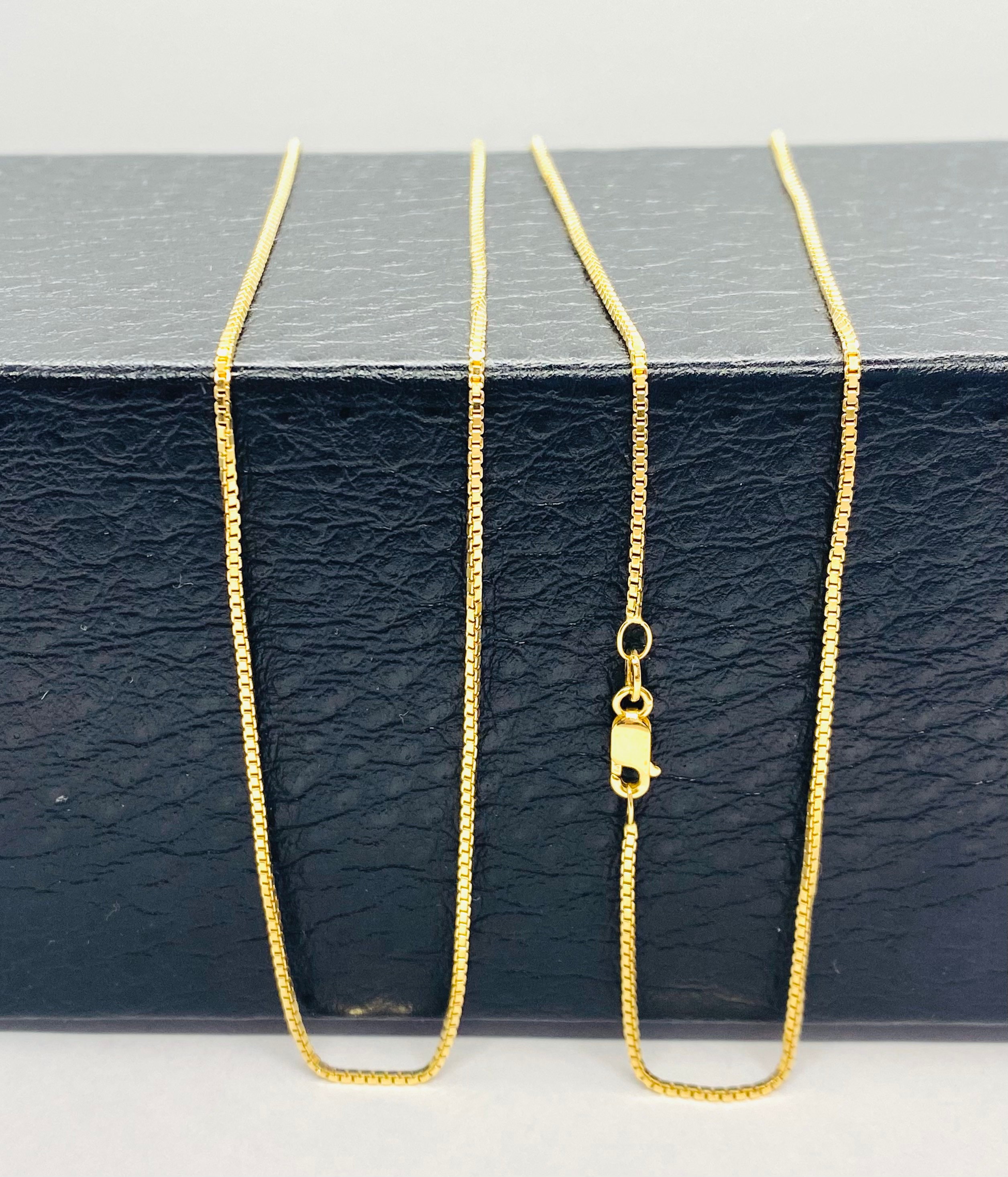 Solid Gold Box Chain, 1.1MM, Box Gold Necklace, Sleek and Shiny ...