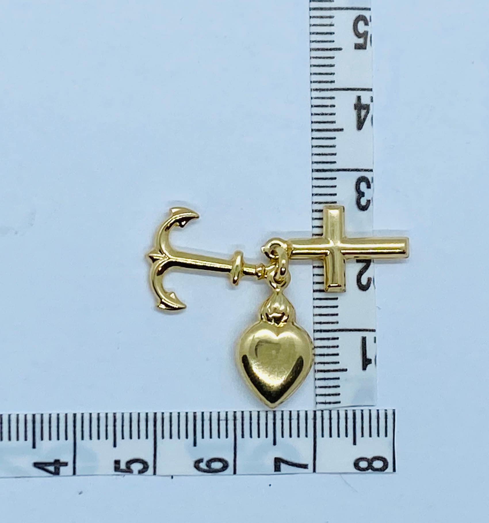 Anchor Heart Cross Pendant ,10K 14K 18K, Solid Gold Necklace, the Three ...