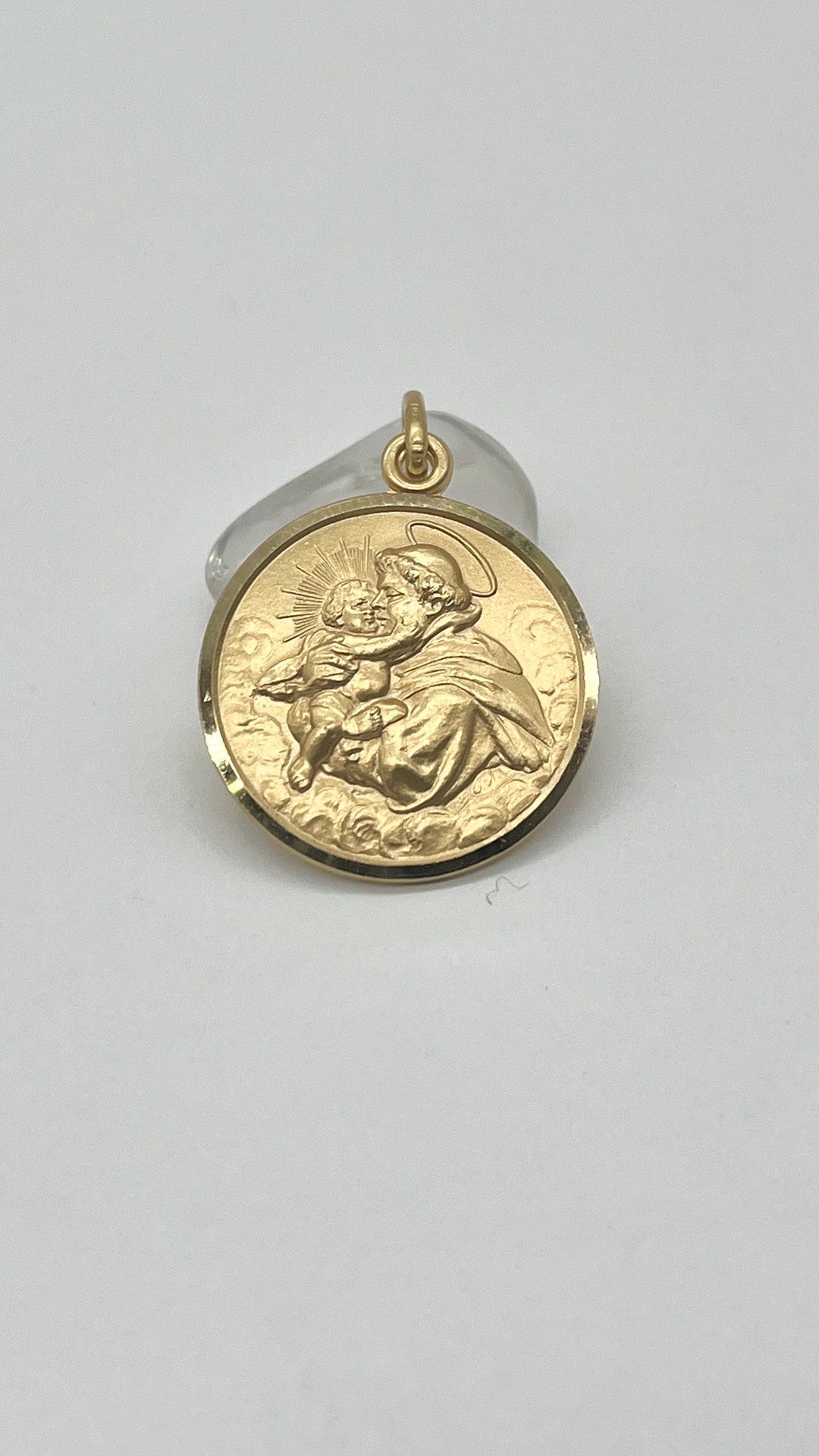 Saint Anthony Pendant, 21mm, 18K Solid Gold Medal, Patron of Lost ...