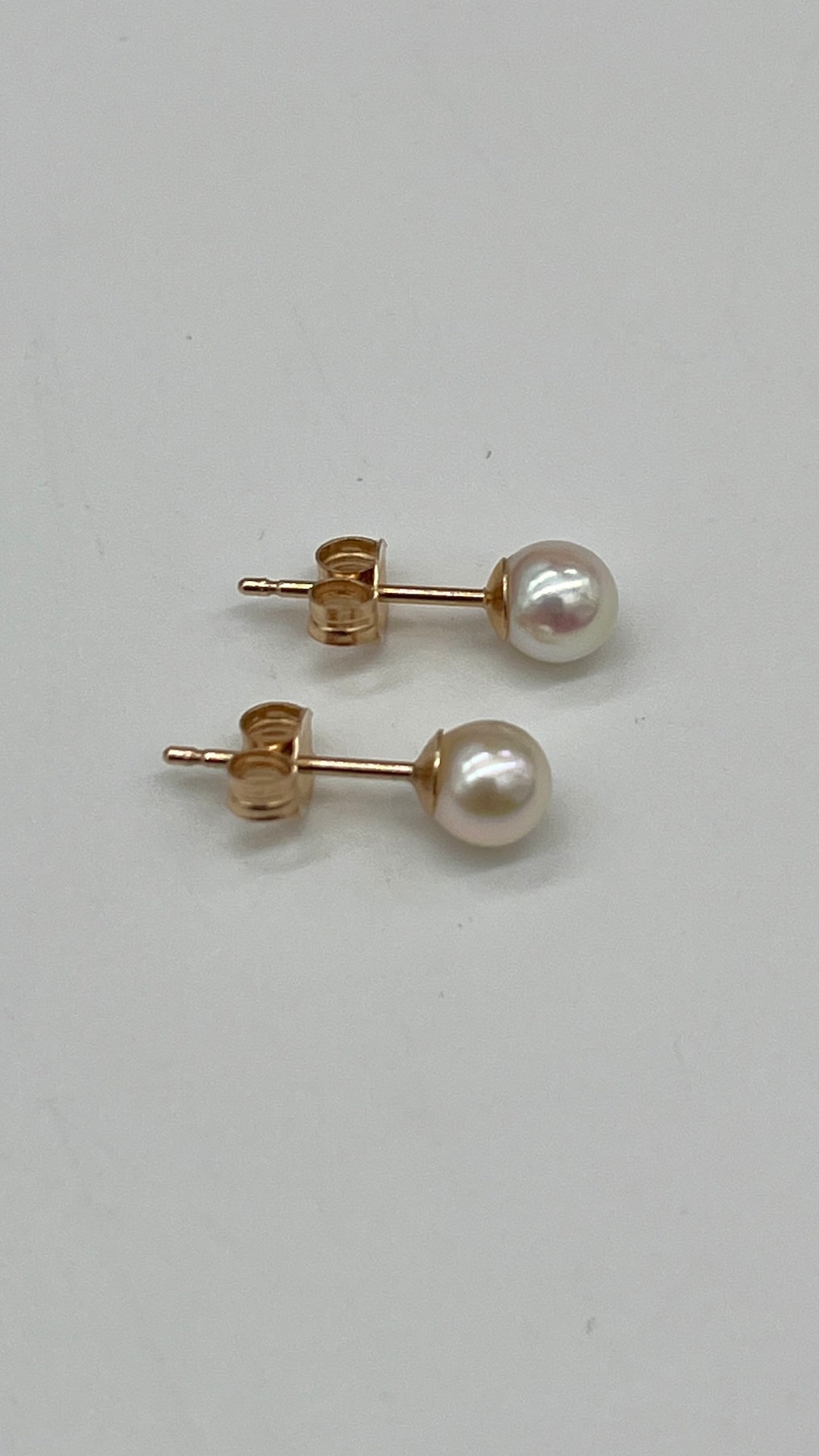 14K Pearl Stud Earrings, 4mm Small Simple Earrings, Bridesmaids Gift ...