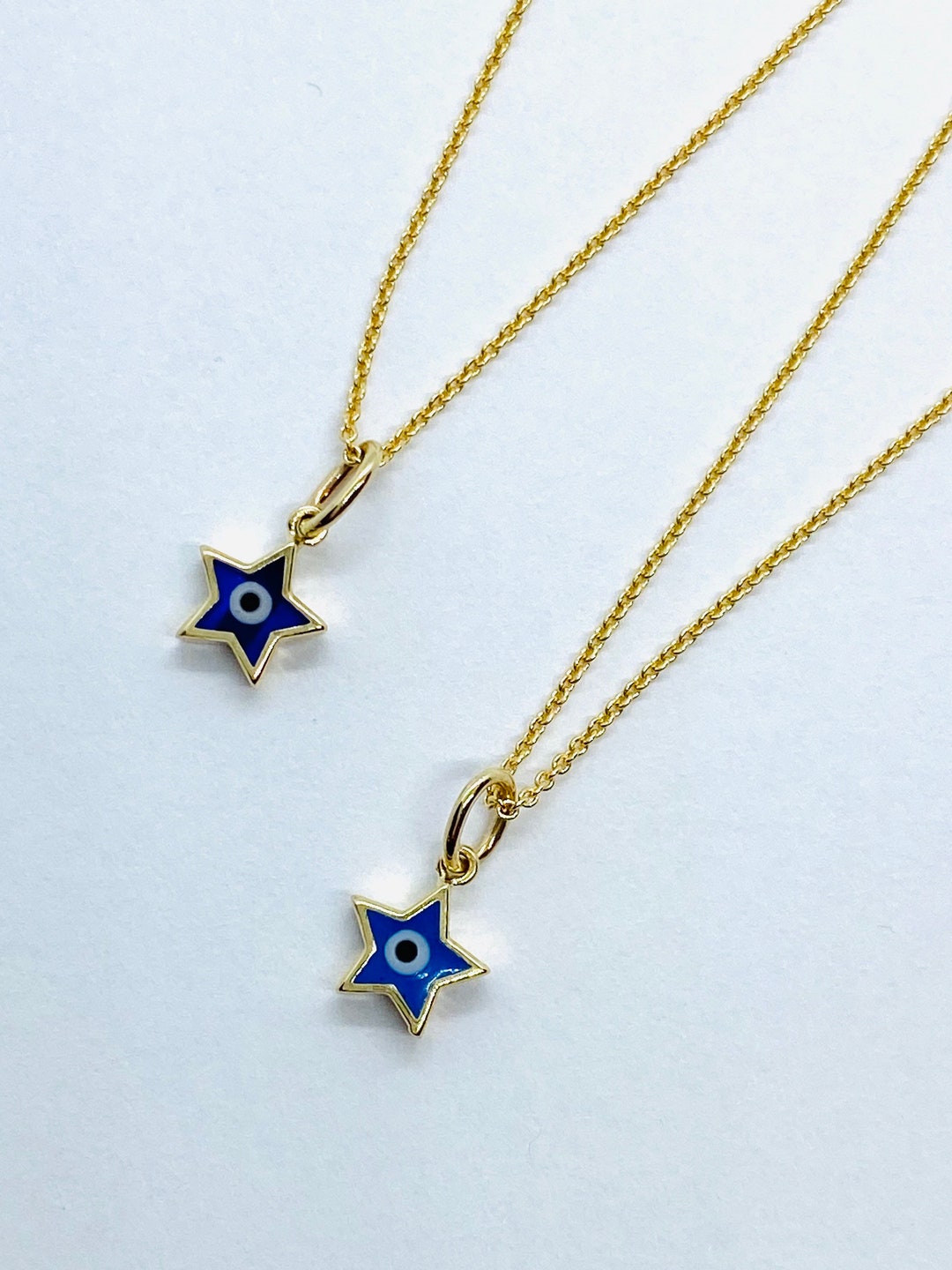 Evil Eye Pendant , 14K Star Evil Eye Necklace, Protection Amulet Charm ...