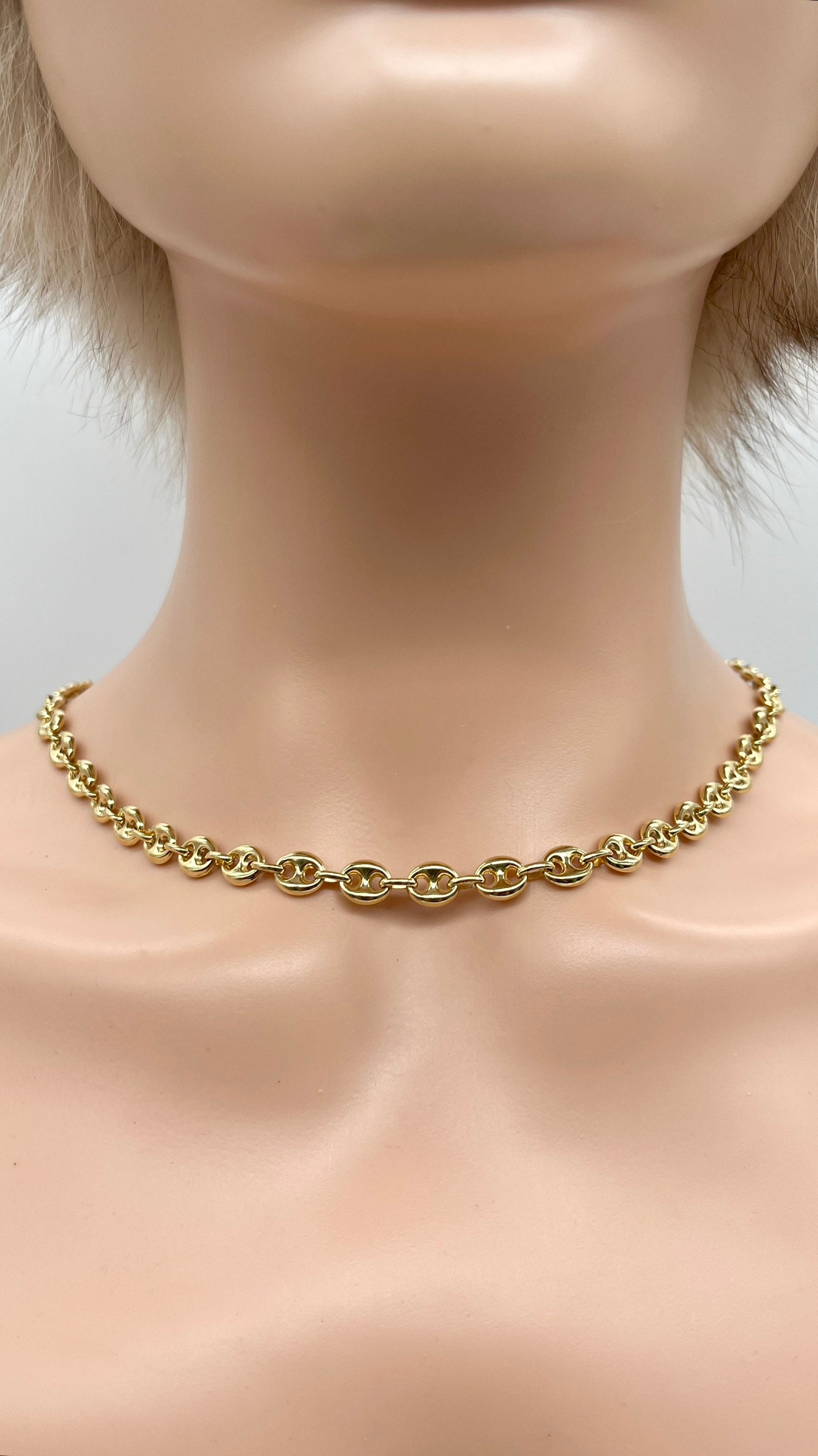 Coffee Bean Gold Chain, 10K Solid Gold Chain, Made in Italy, Trendy ...