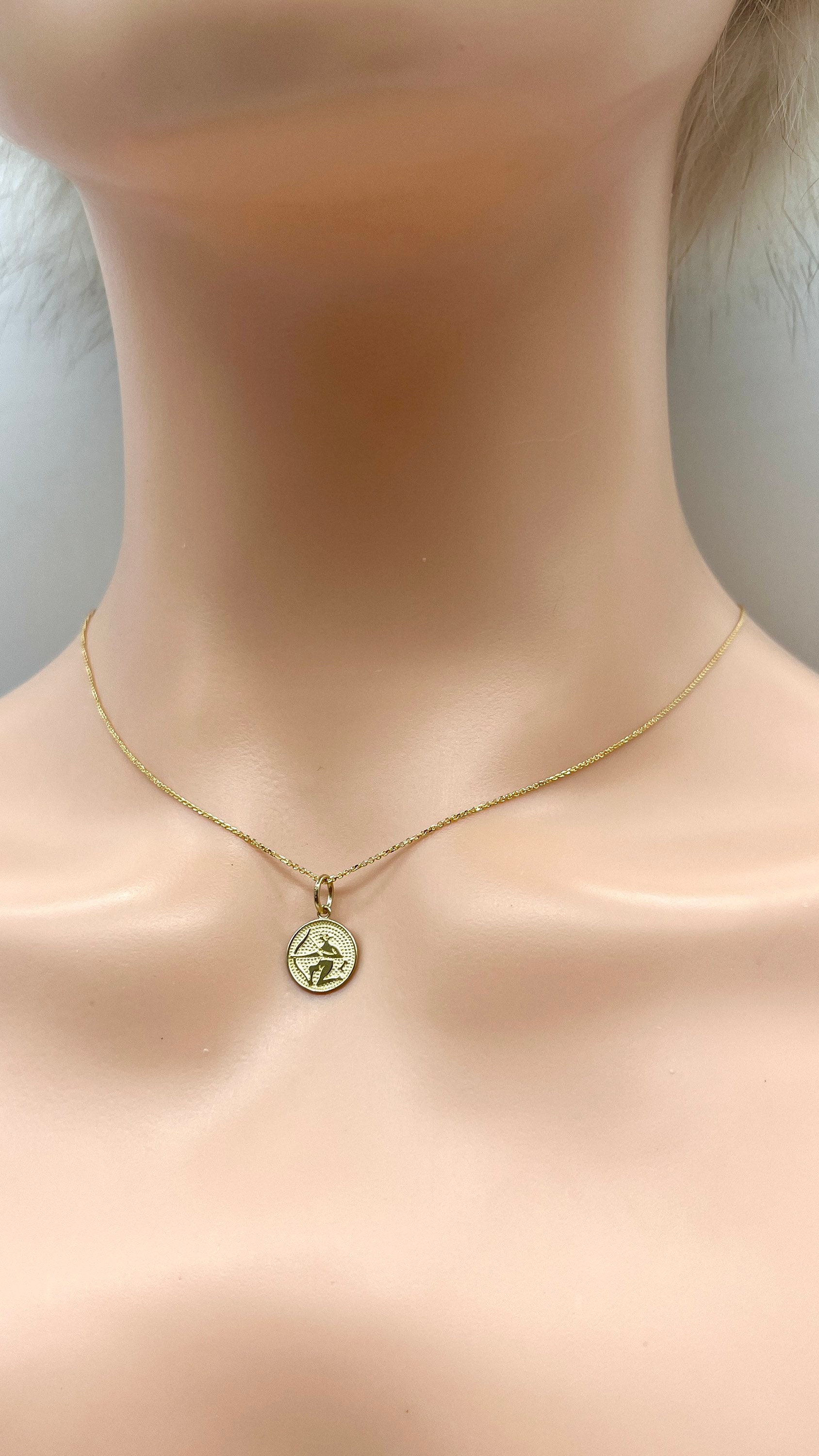 Zodiac Signs Gold Pendant 10K Solid Gold 10mm Small Pendant - Etsy