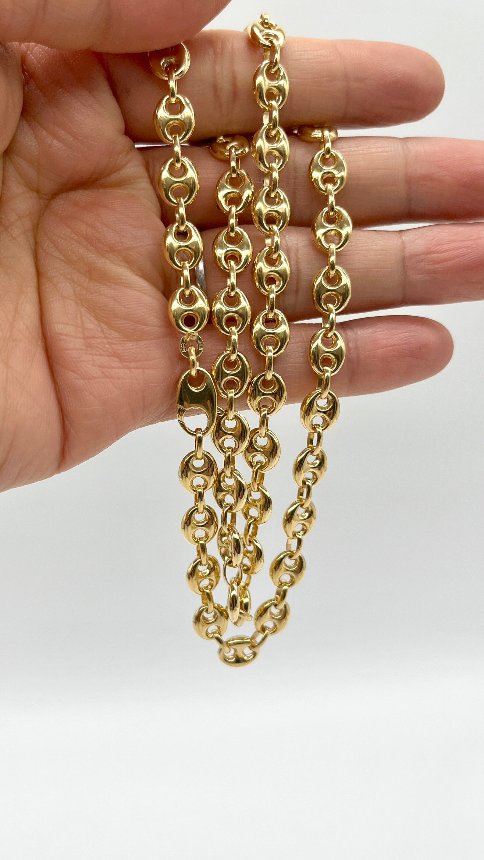 Coffee Bean Gold Chain, 10K Solid Gold Chain, Made in Italy, Trendy ...