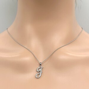 J Initial Pendant 10K Gold Diamond Script Initial Necklace - Etsy
