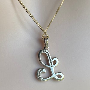 L Initial Pendant, 10K Solid Gold Diamond, Letter Initial Necklace ...
