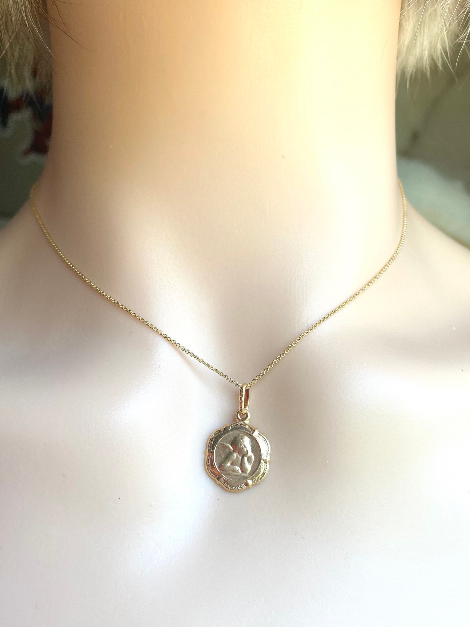 18K Solid Gold Angel Pendant Guardian Angel Necklace Angel | Etsy