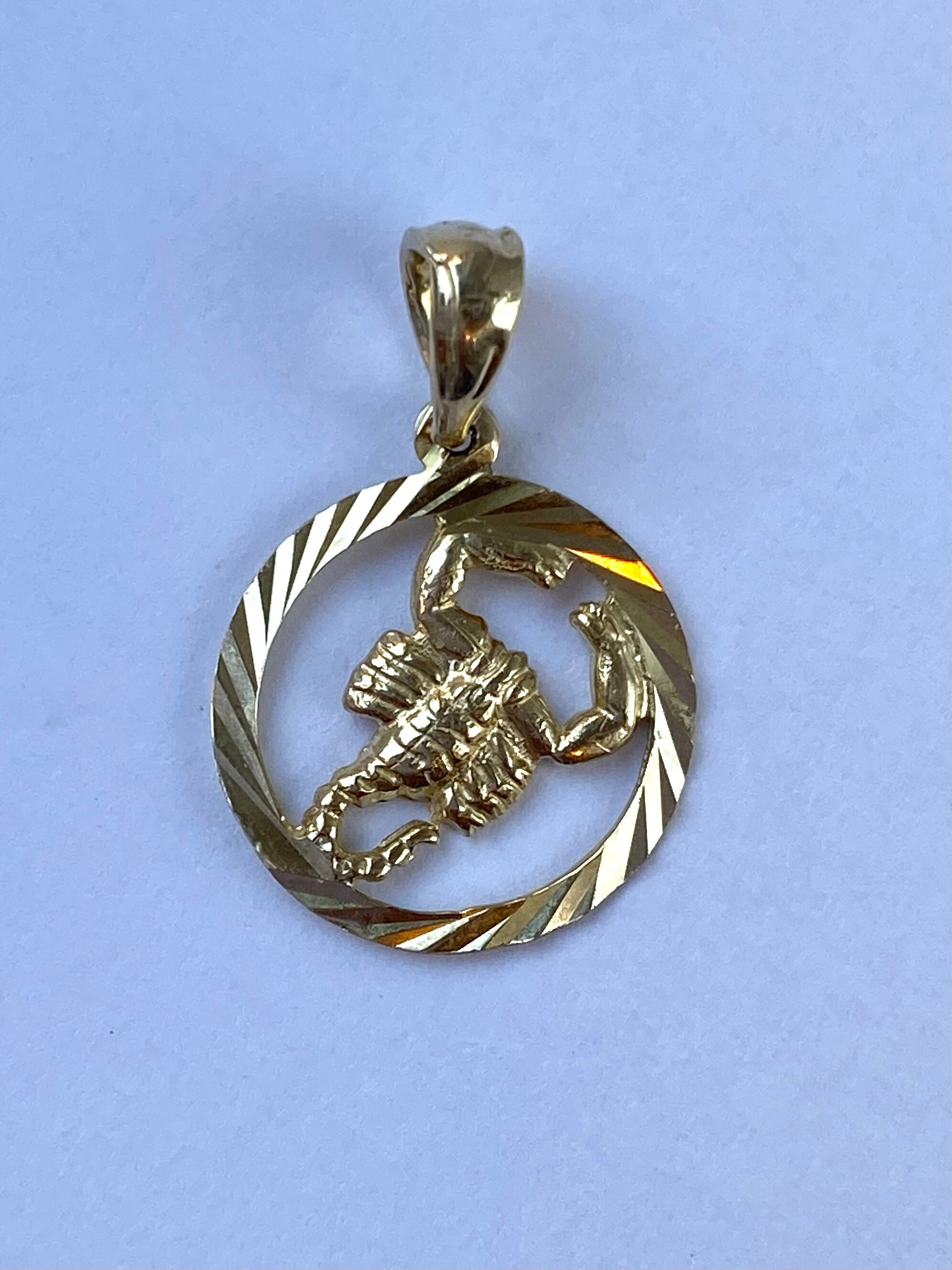 Scorpio Zodiac Sign Pendant 10K Solid Yellow Gold M Diamond | Etsy
