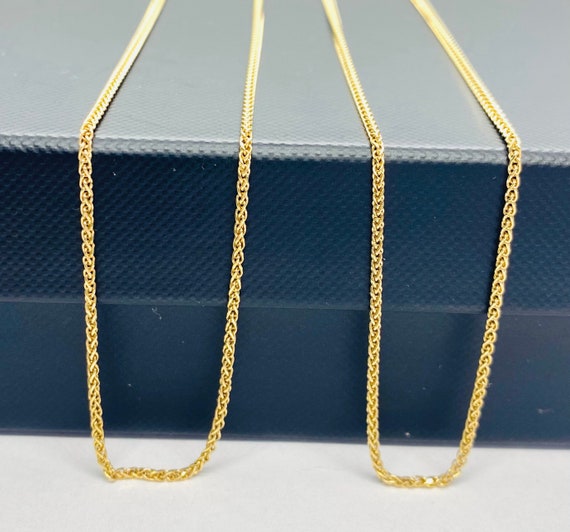 Gold Wheat Rope Chain 1.25mm 10K Solid Italian Gold Necklace | Etsy