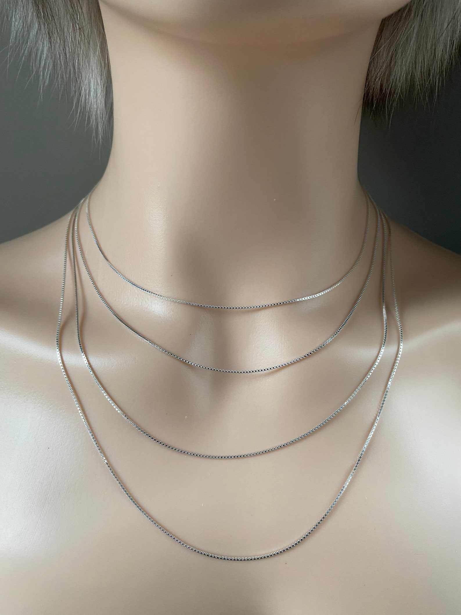 Box Chain Silver, 925 Sterling Silver , Sleek Simple Minimalist Chain ...