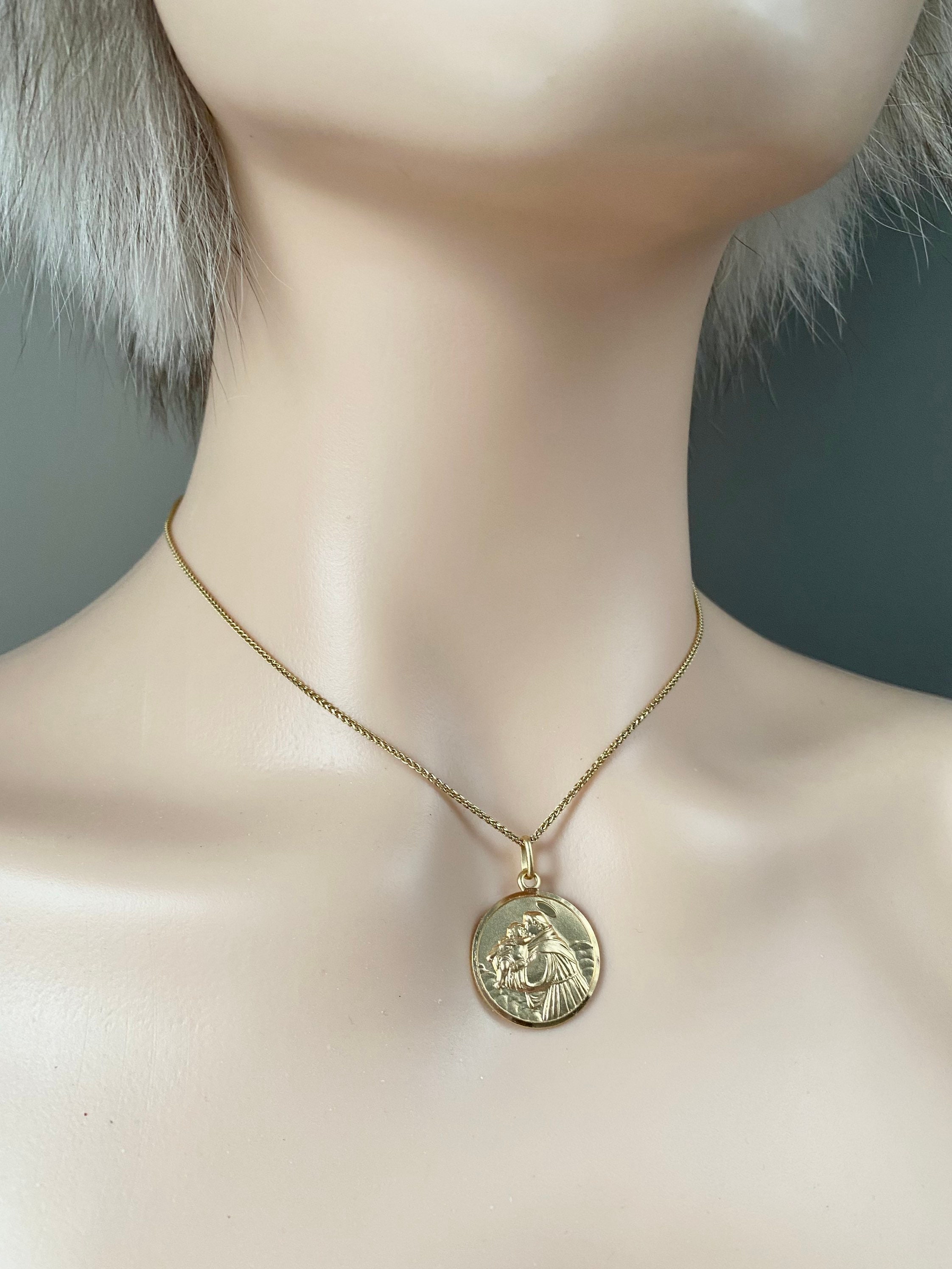 Saint Anthony Pendant 20mm 10K Solid Gold Medal Patron of - Etsy