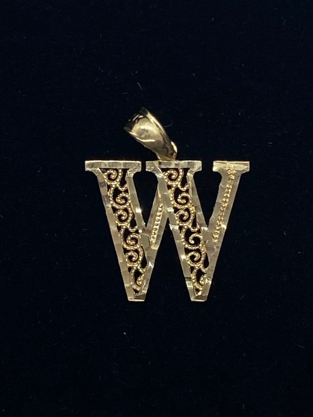 W Initial Pendant, 10K Solid Gold Letter W Necklace, Letter Jewelry ...
