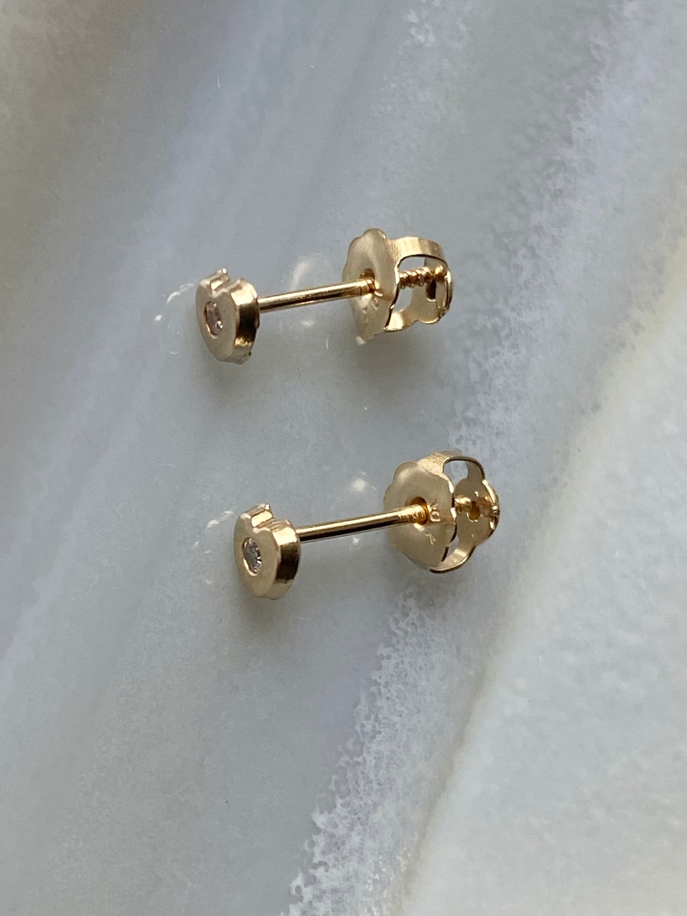 Earrings for Baby 10K Solid Gold Newborn Baby Earrings - Etsy