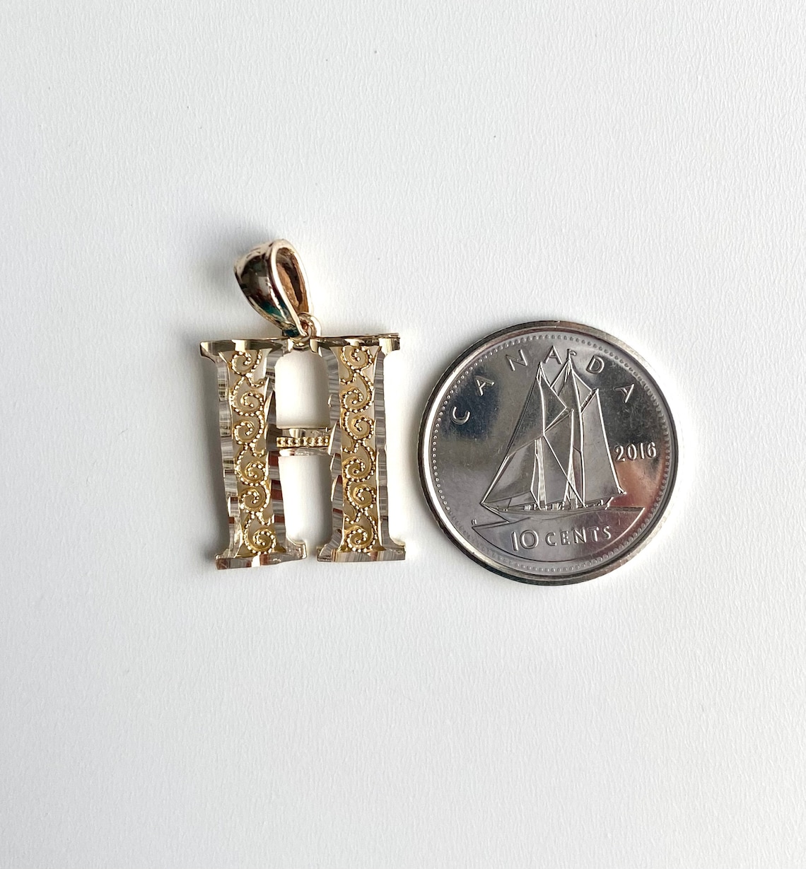 H Initial Pendant 10K Solid Gold Letter H Necklace Letter - Etsy