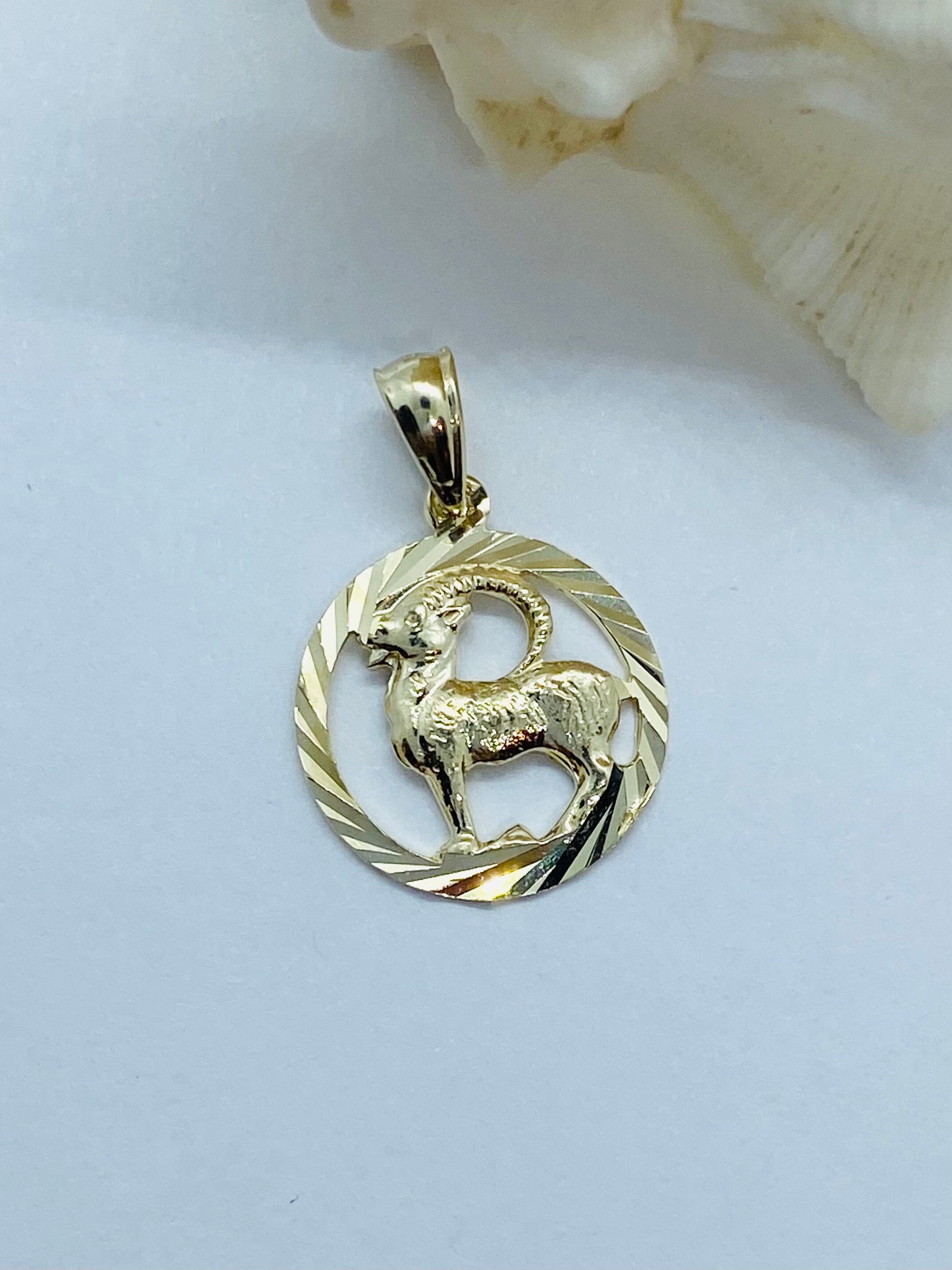 Capricorn Zodiac Pendant 10K Solid Yellow Gold Capricorn - Etsy