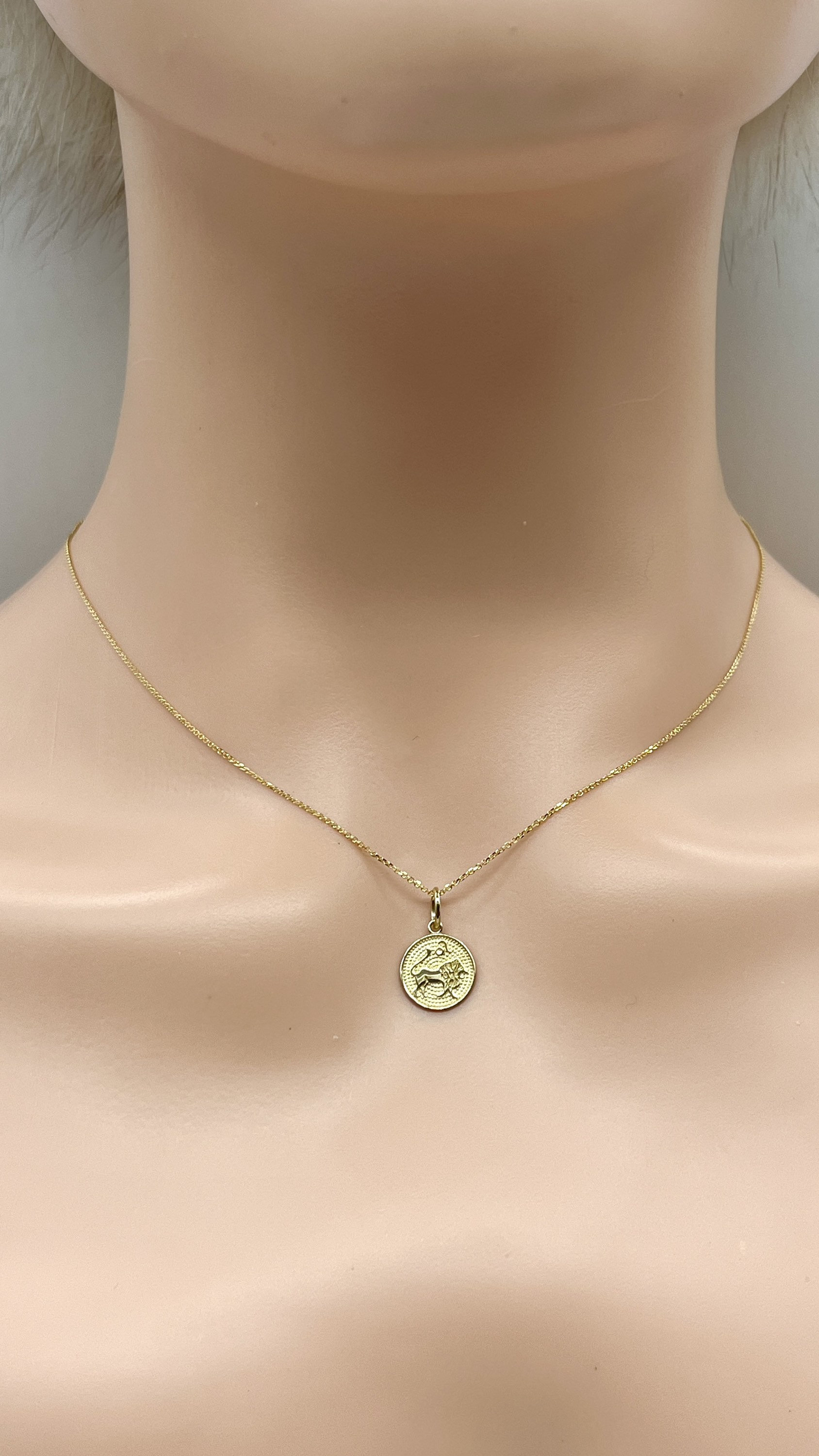 Zodiac Signs Gold Pendant 10K Solid Gold 10mm Small Pendant - Etsy