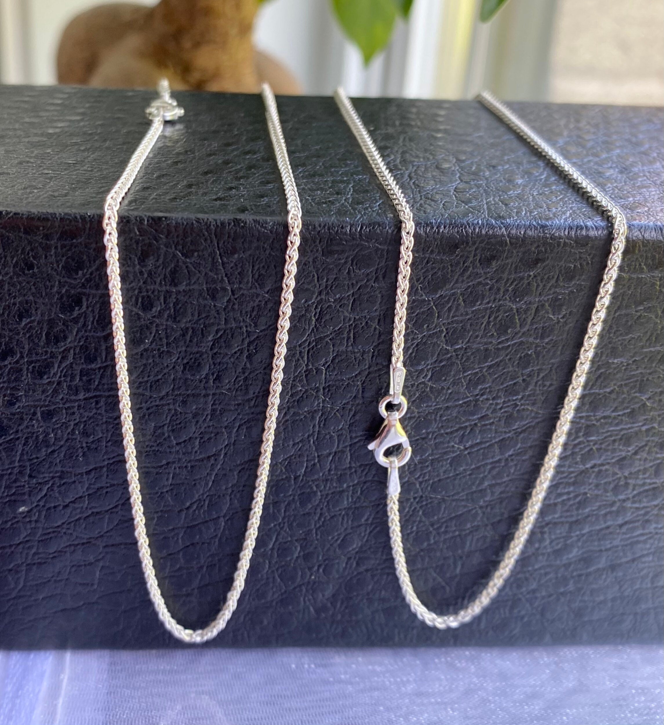 Silver Wheat Chain, 1.5MM, Sterling Silver 925 Spiga Chain, Dainty and ...