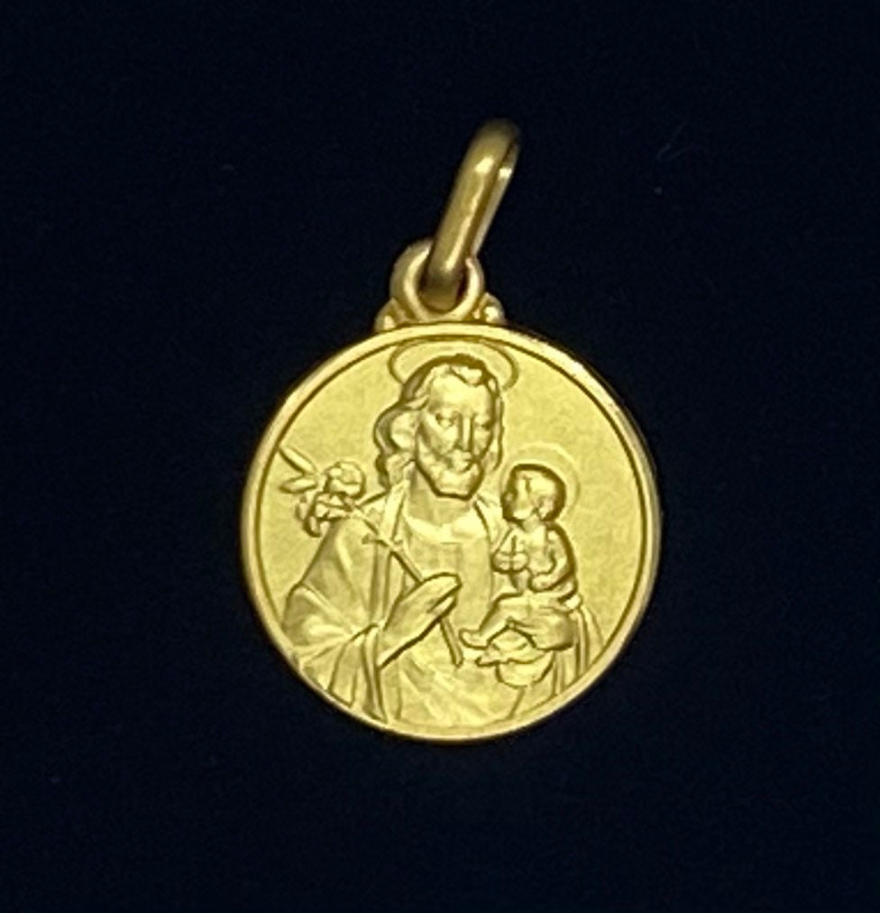 Saint Joseph Pendant 14MM 18K Solid Gold Saint Joseph | Etsy