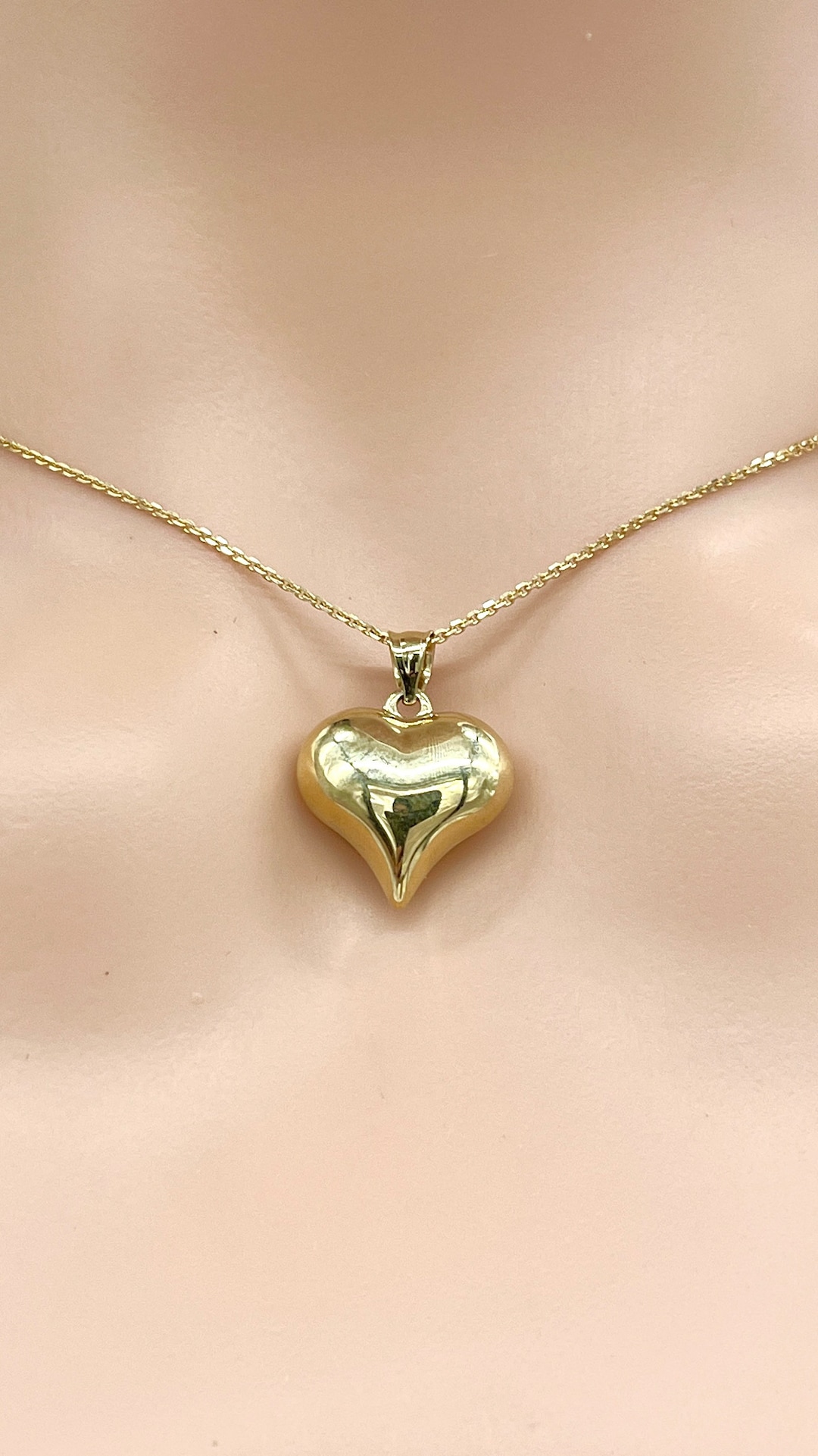 Gold Heart Pendant, 10K Solid Heart Necklace, Love Gold Pendant ...