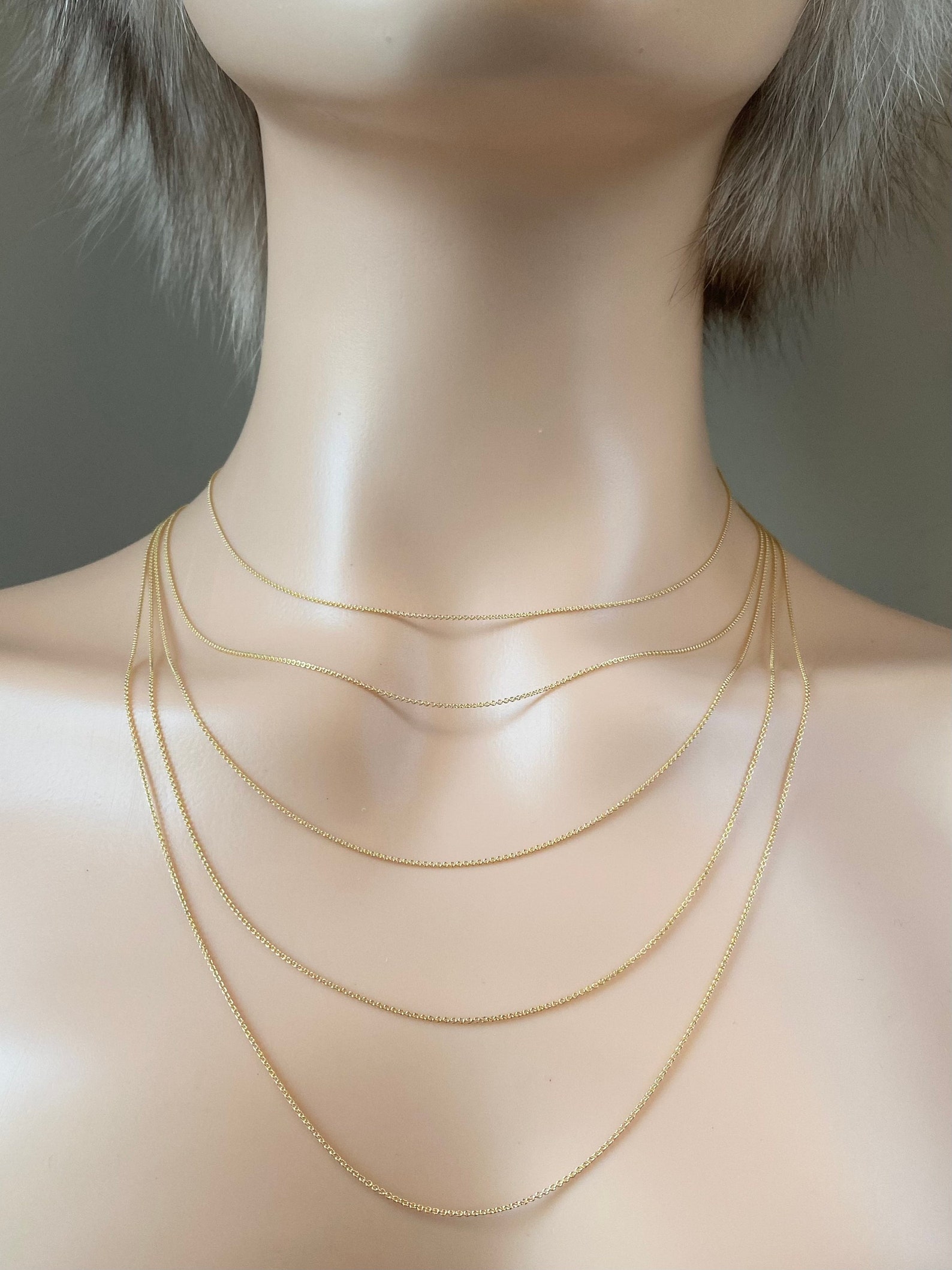 Solid Gold Cable Chain 10K 14K 18K Solid Italian Gold Dainty - Etsy