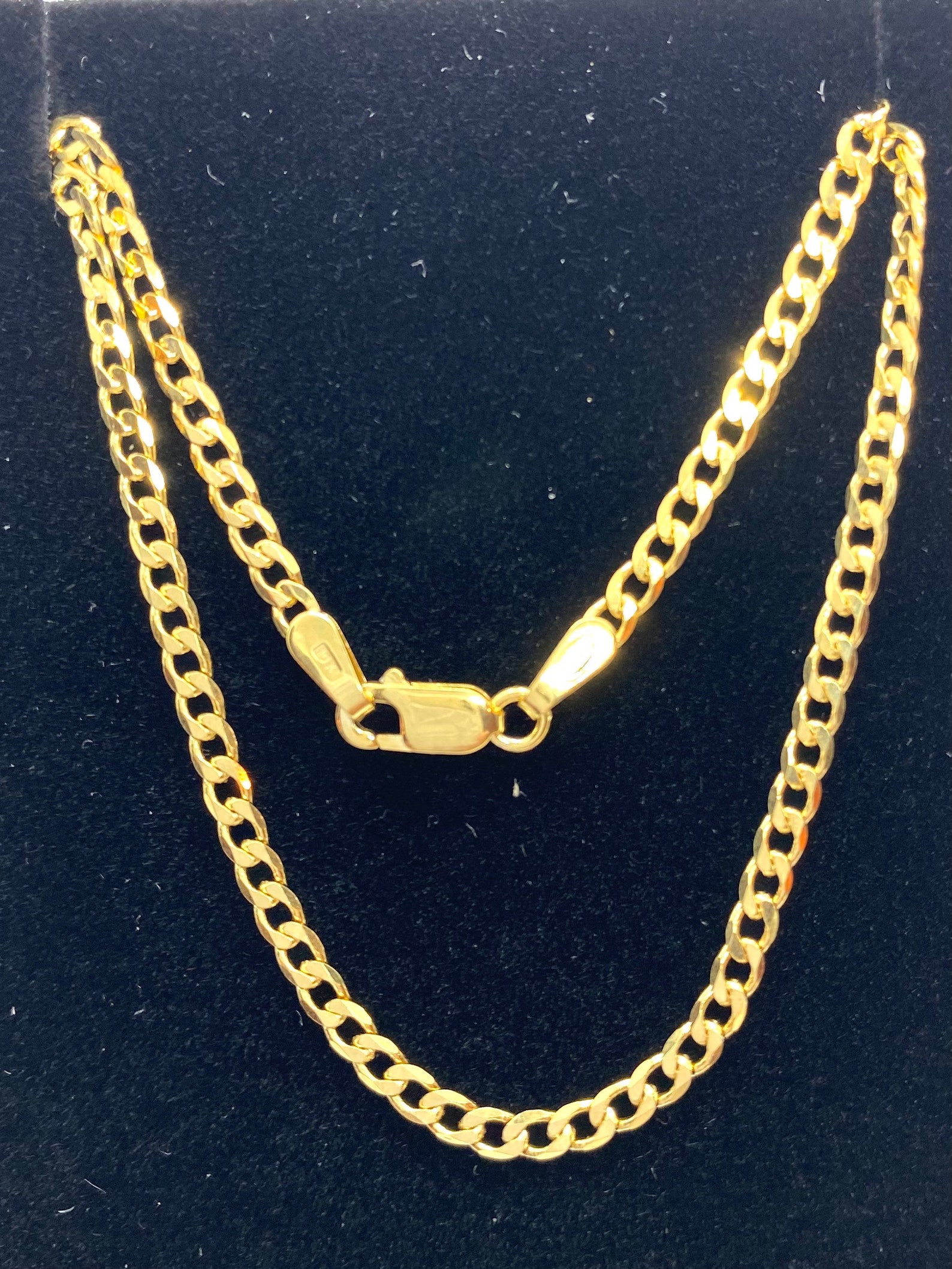 Gold Curb Chain 2.3MM 10K Solid Curb Necklace Diamond Cut | Etsy