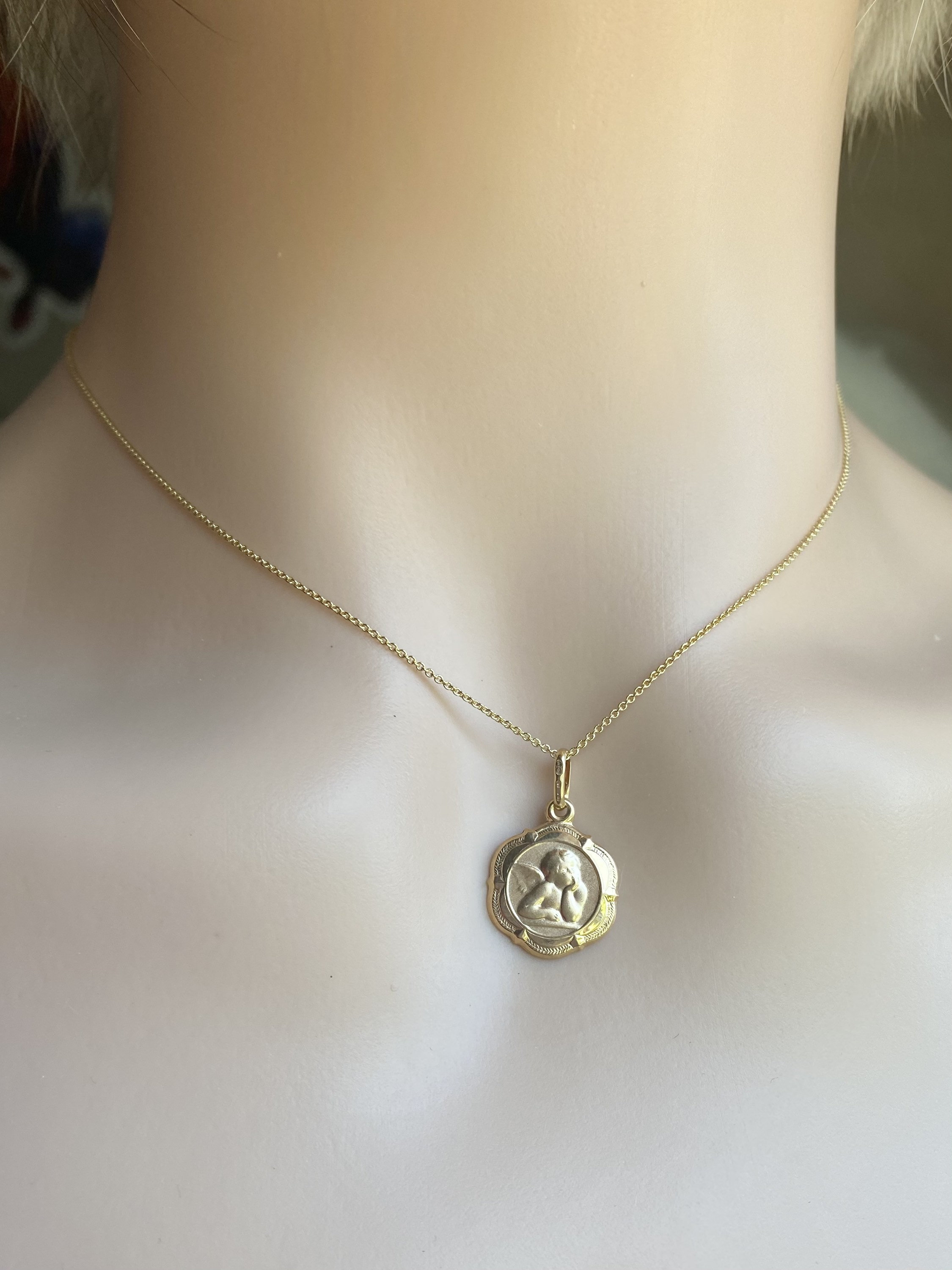 14K Guardian Angel Solid Gold Angel Pendant Guardian Angel | Etsy