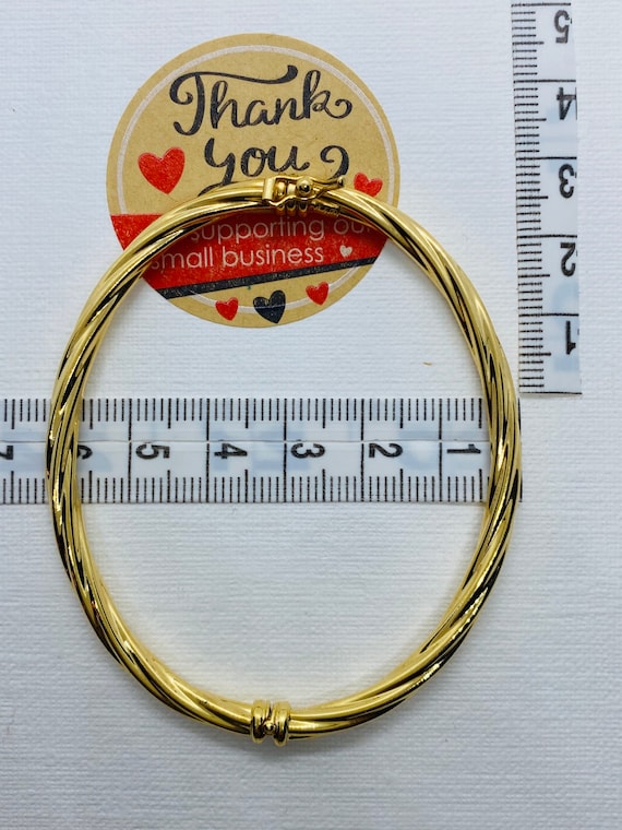 18K Gold Bangle Bracelet 4mm Oval Swirl Design Bracelet Italian Gold Birthday Gift for Women Anniversary Gift