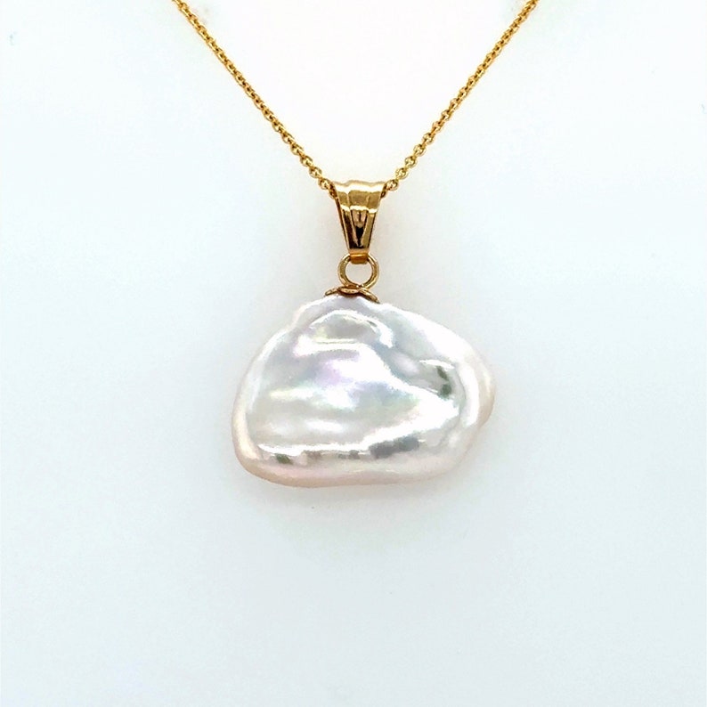 Keshi Pearl Gold Necklace, 14K Irregular Shape Pearl Necklace, Birthday ...