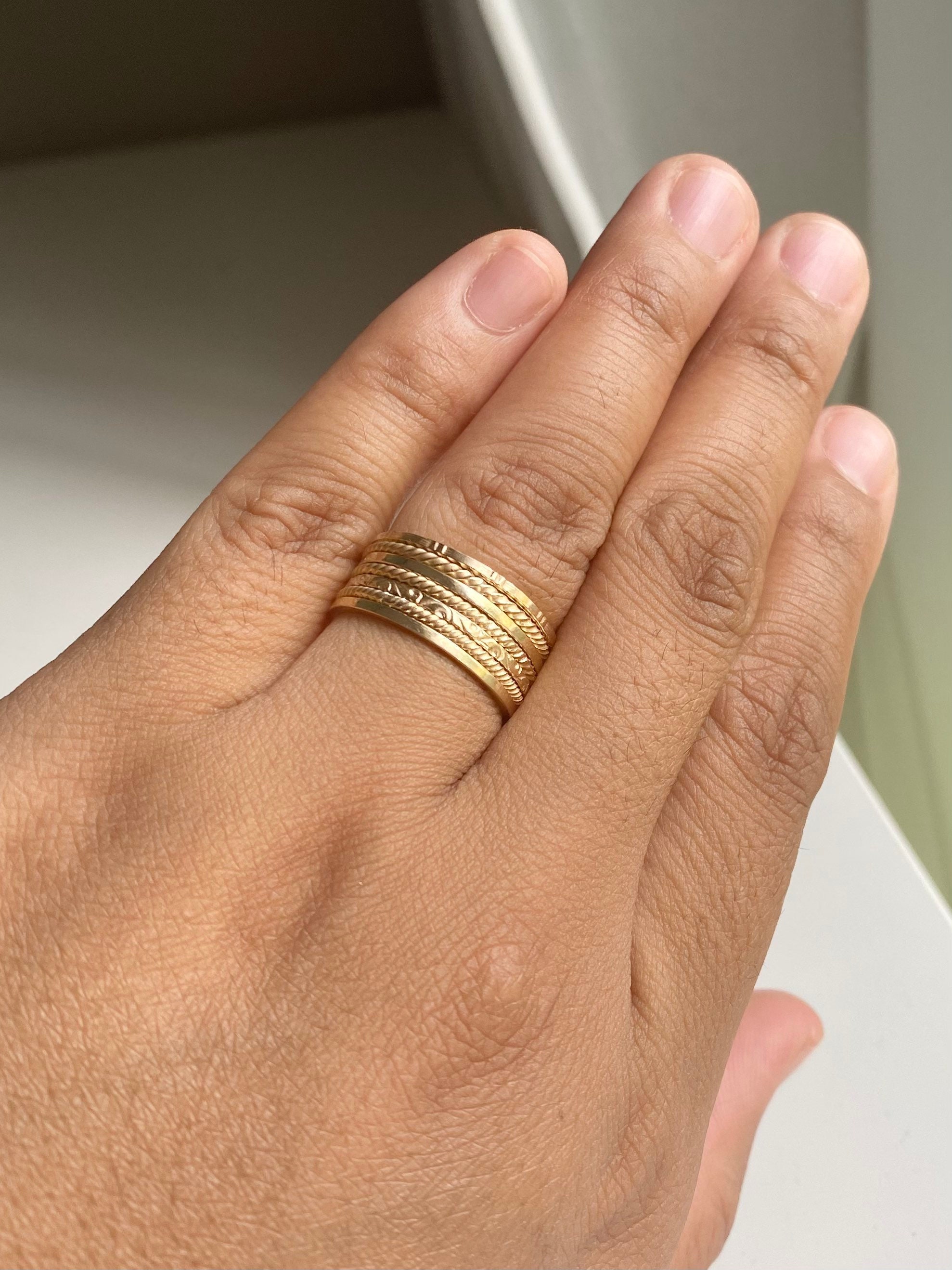 7 Days Ring Gold 10K Solid Gold Ring 7 Band Set Multi-Band | Etsy