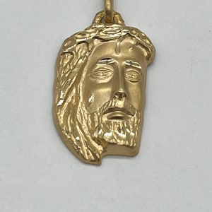Head of Jesus Gold Pendant, 14K 18K Solid Gold Pendant, Religious ...