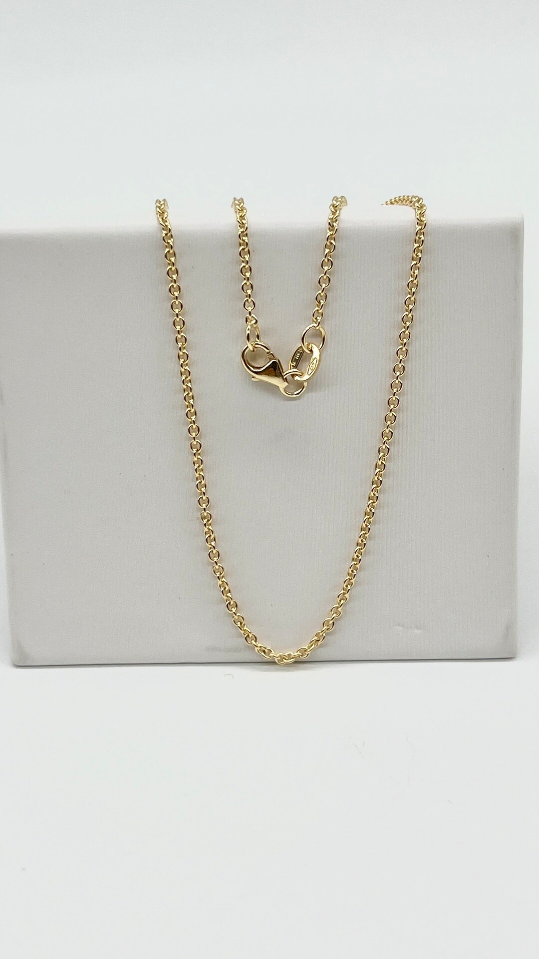 Solid Gold Cable Chain, 10K 14K 18K Solid Italian Gold, 1.6mm, Strong ...