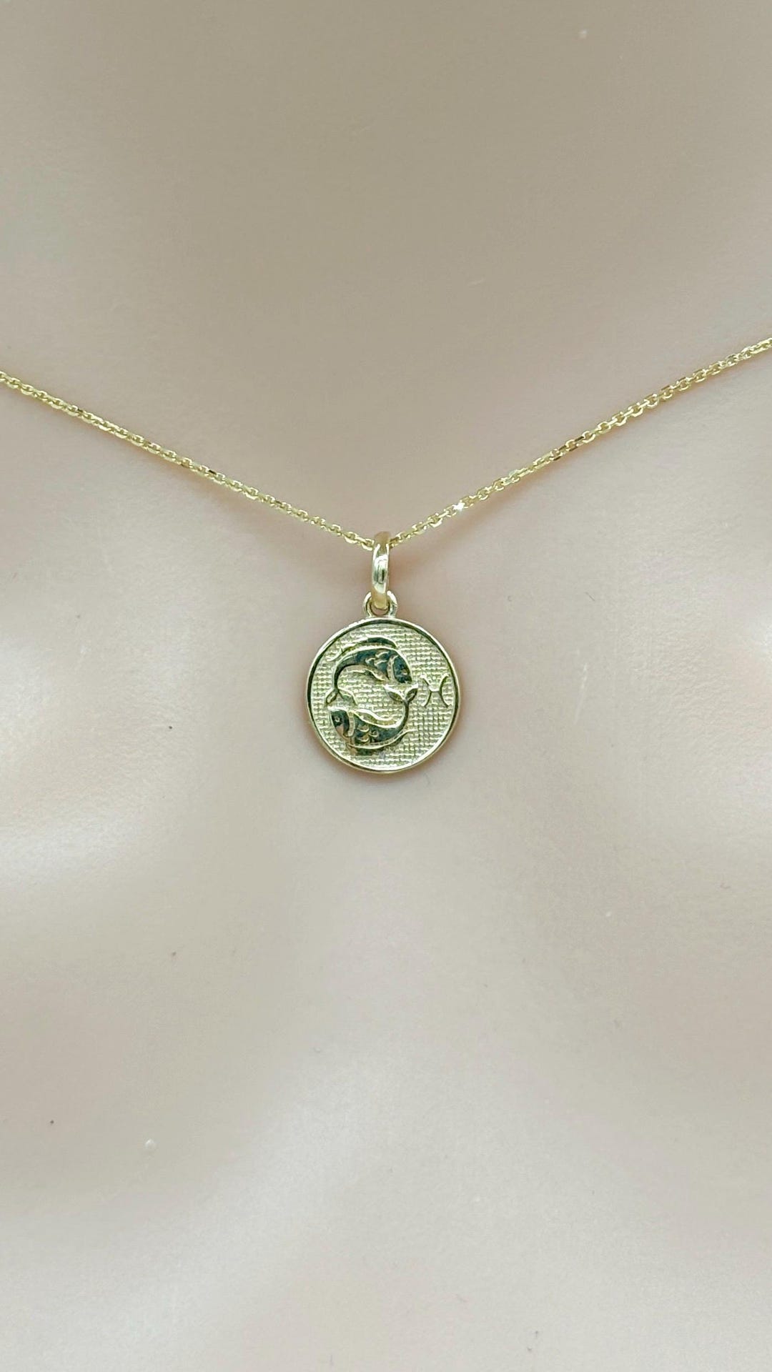 Pisces Zodiac Sign Pendant, 10K Solid Gold Pisces Necklace, Bracelet ...