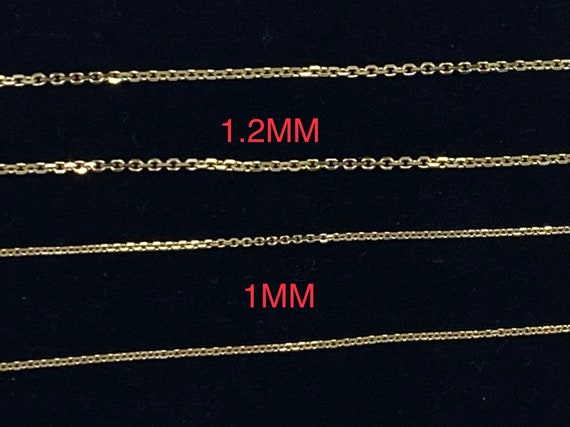 Gold Cable Chain 1MM 1.2MM 10K 14K 18K Solid Gold Diamond - Etsy