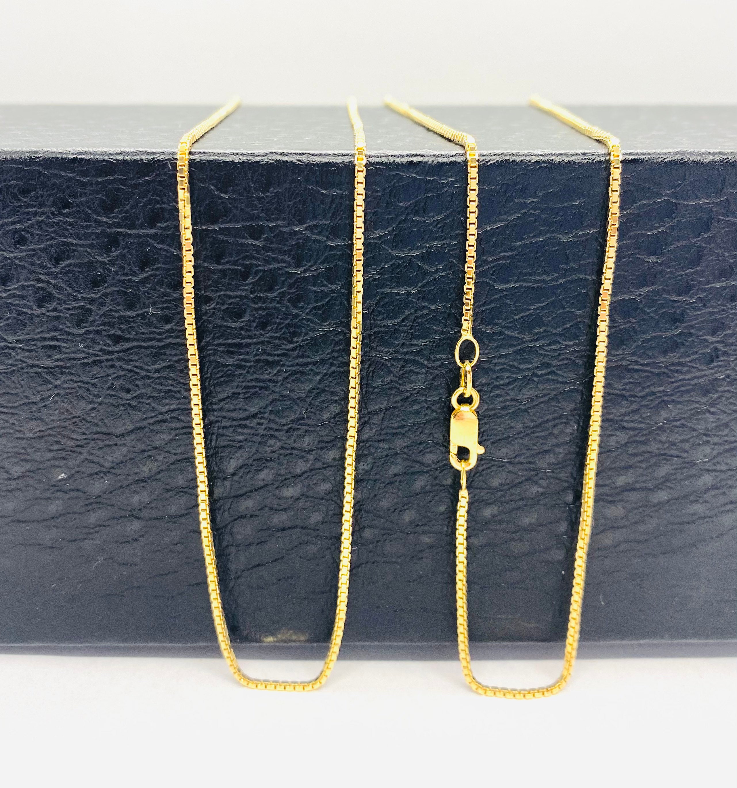 Solid Gold Box Chain 1.1MM Box Gold Necklace Sleek and - Etsy UK