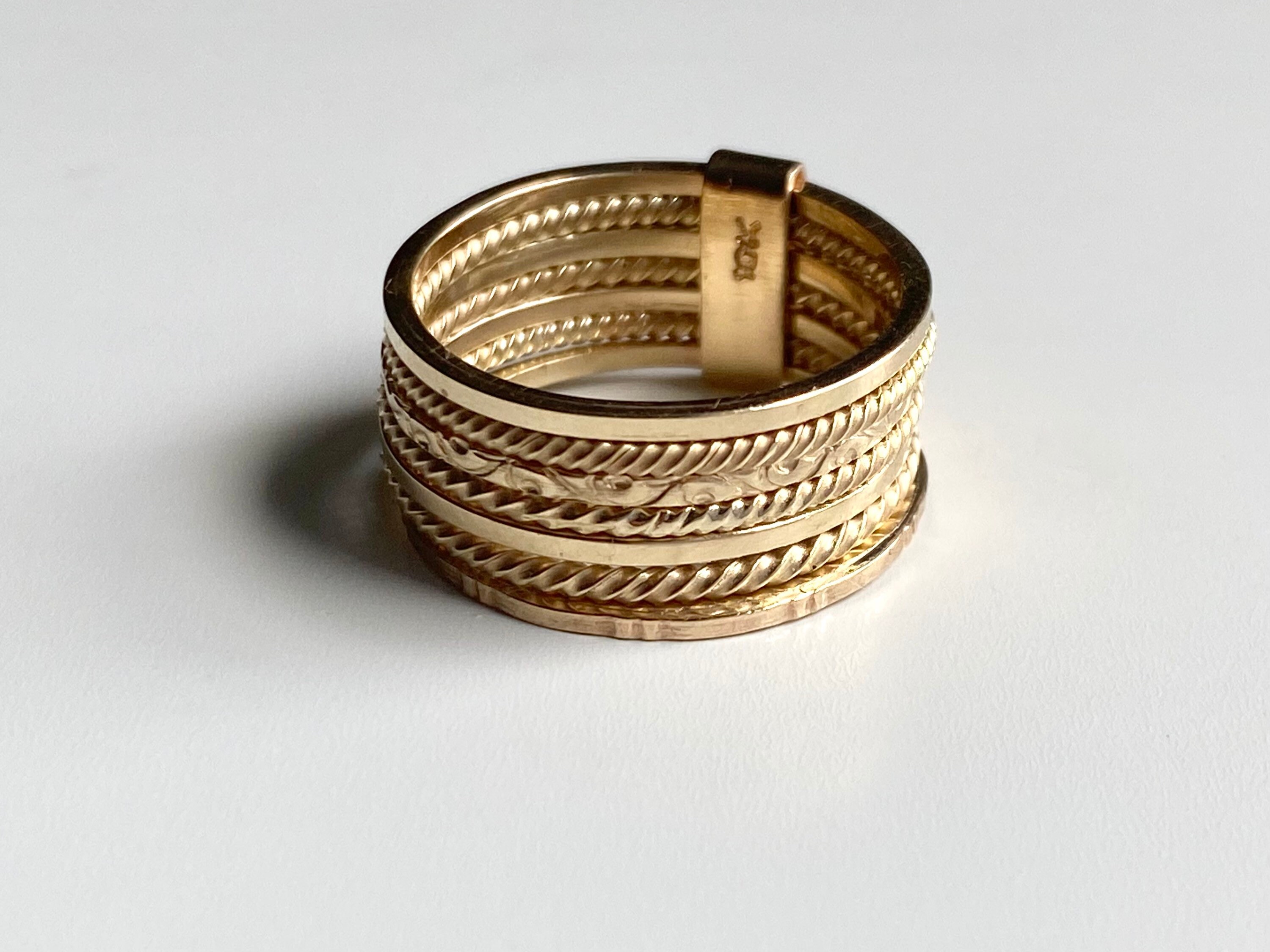 7 Days Ring Gold 10K Solid Gold Ring 7 Band Set Multi-Band | Etsy